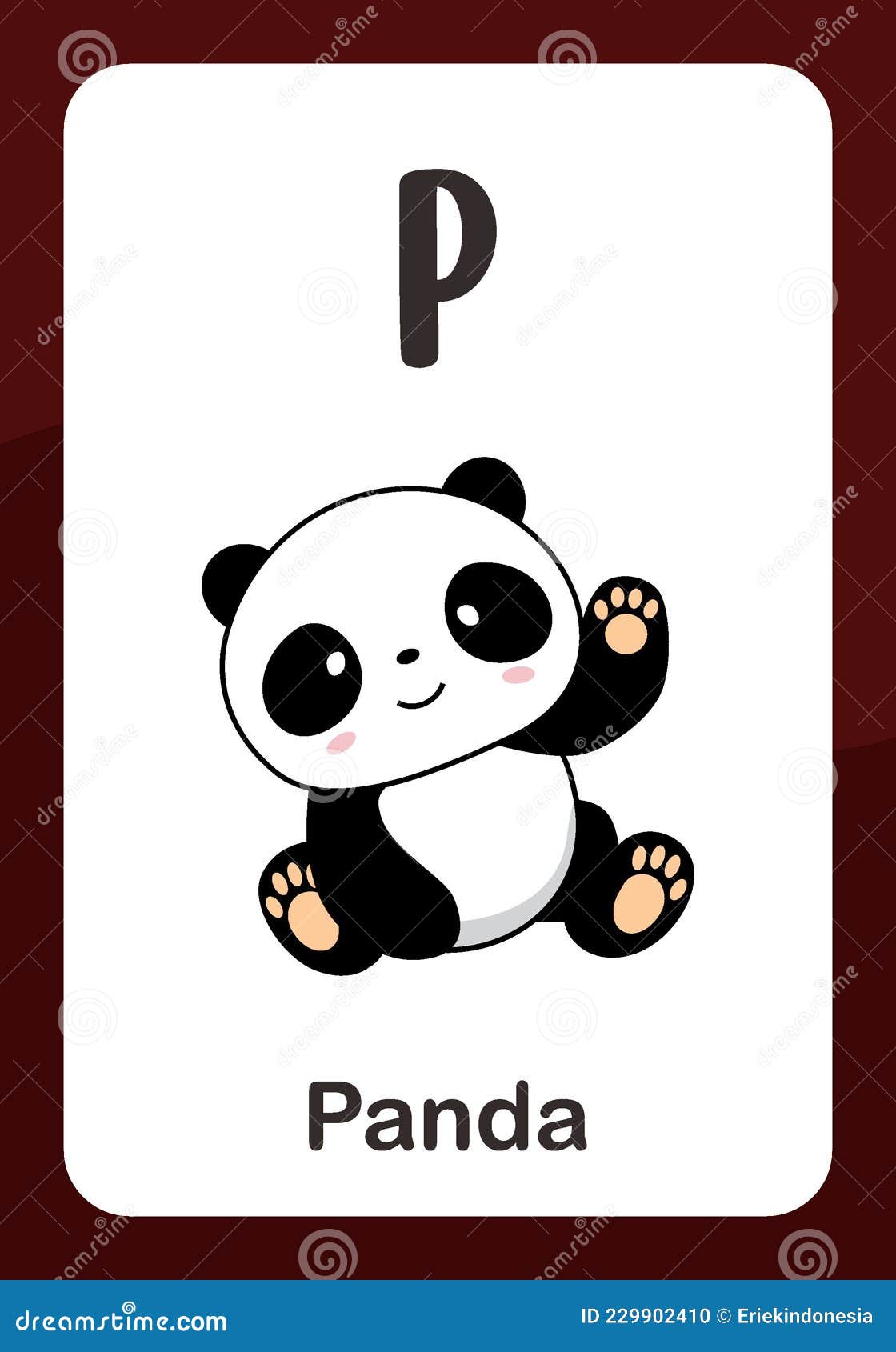 Animal Alphabet Flashcard - P for Panda Stock Vector - Illustration of ...