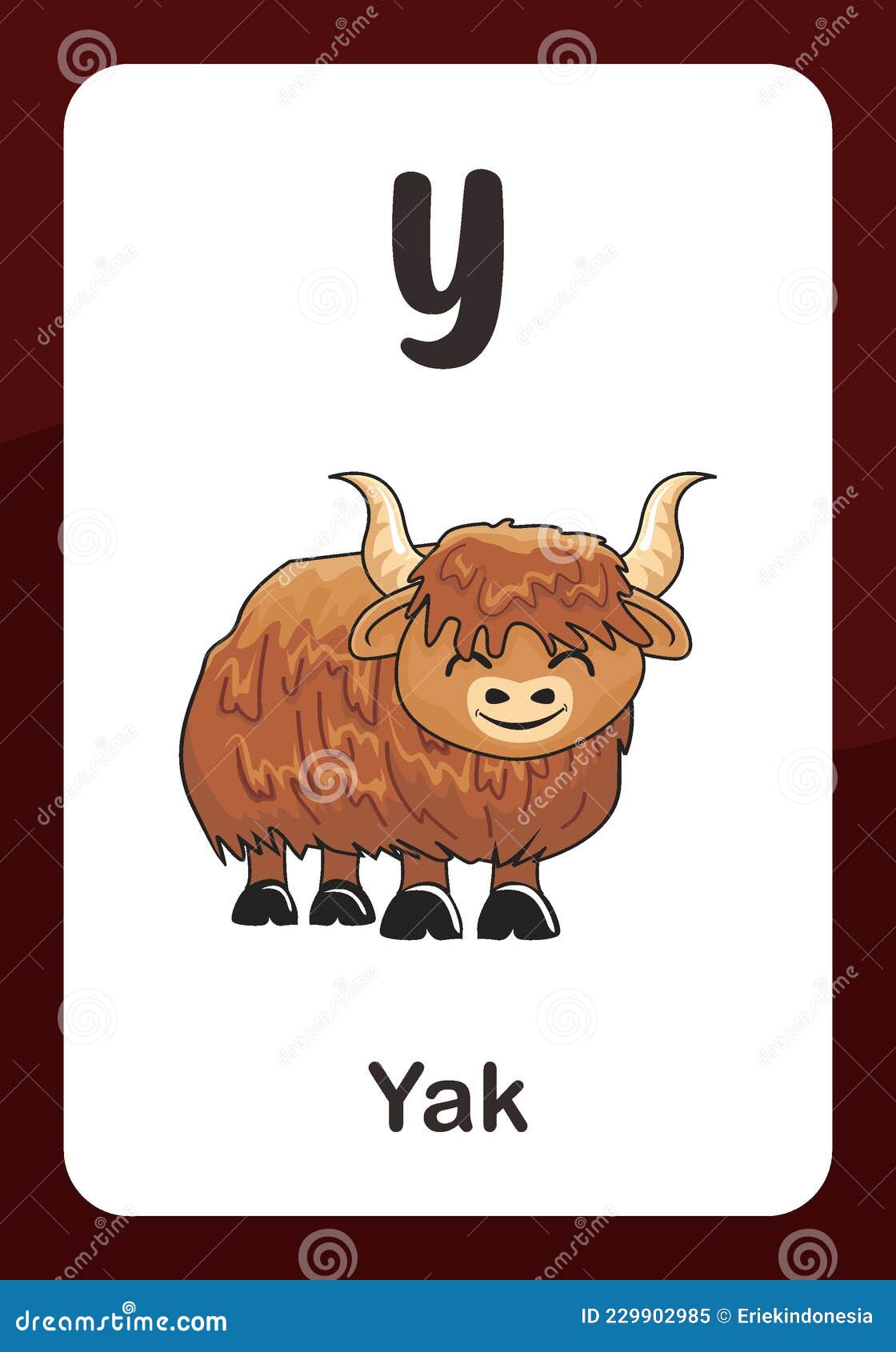 Animal Alphabet Flashcard - Y for Yak Stock Vector - Illustration of ...