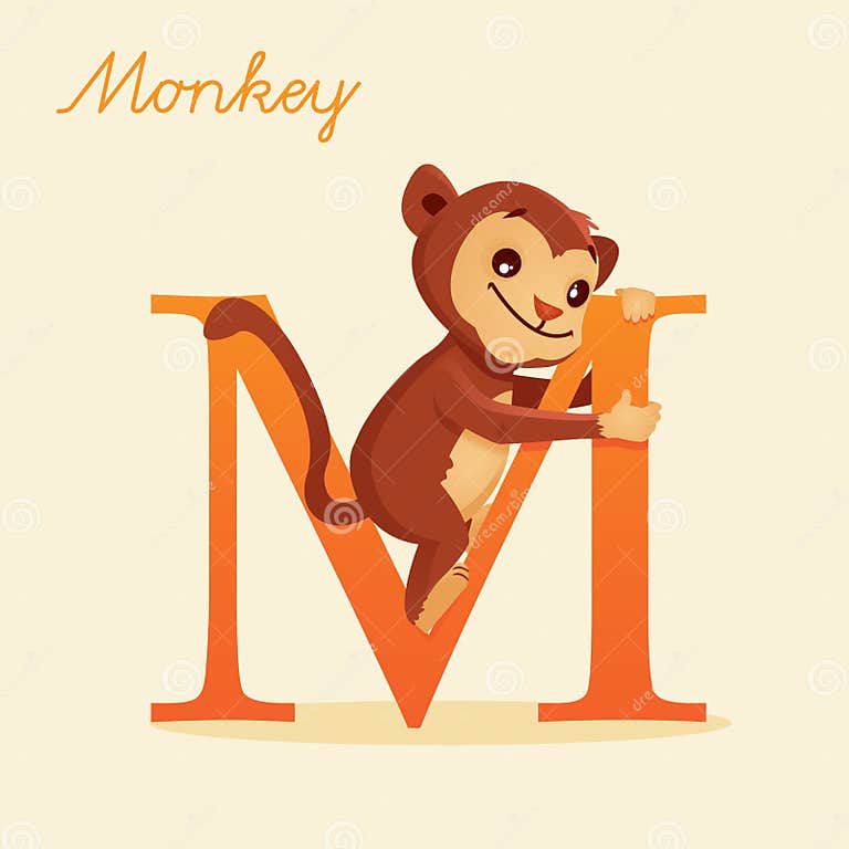 Animal Alphabet with Monkey Stock Illustration - Illustration of monkey ...