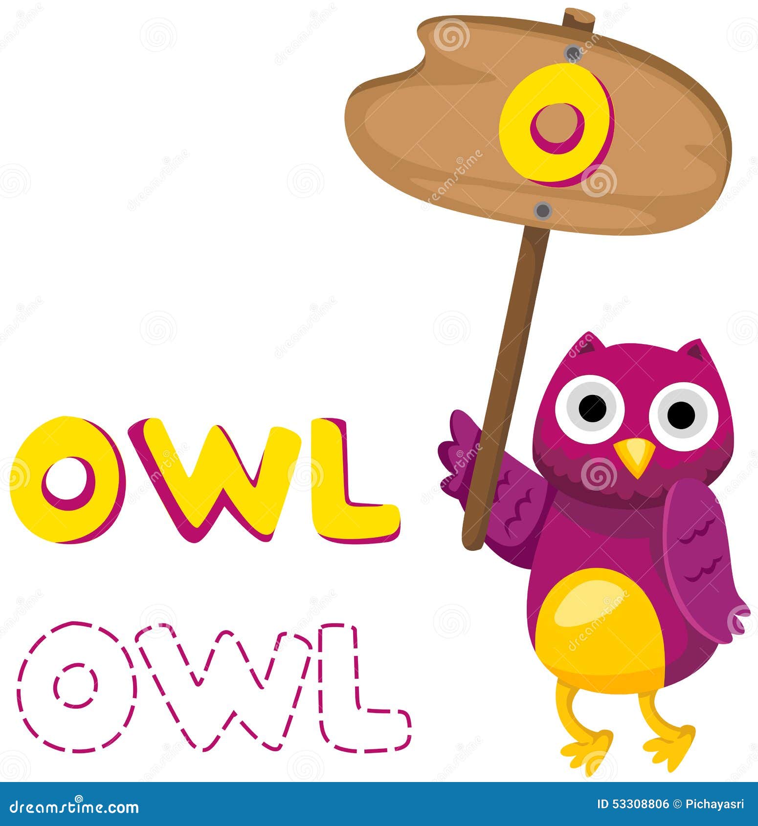 Animal alphabet o with owl stock vector. Illustration of colorful ...