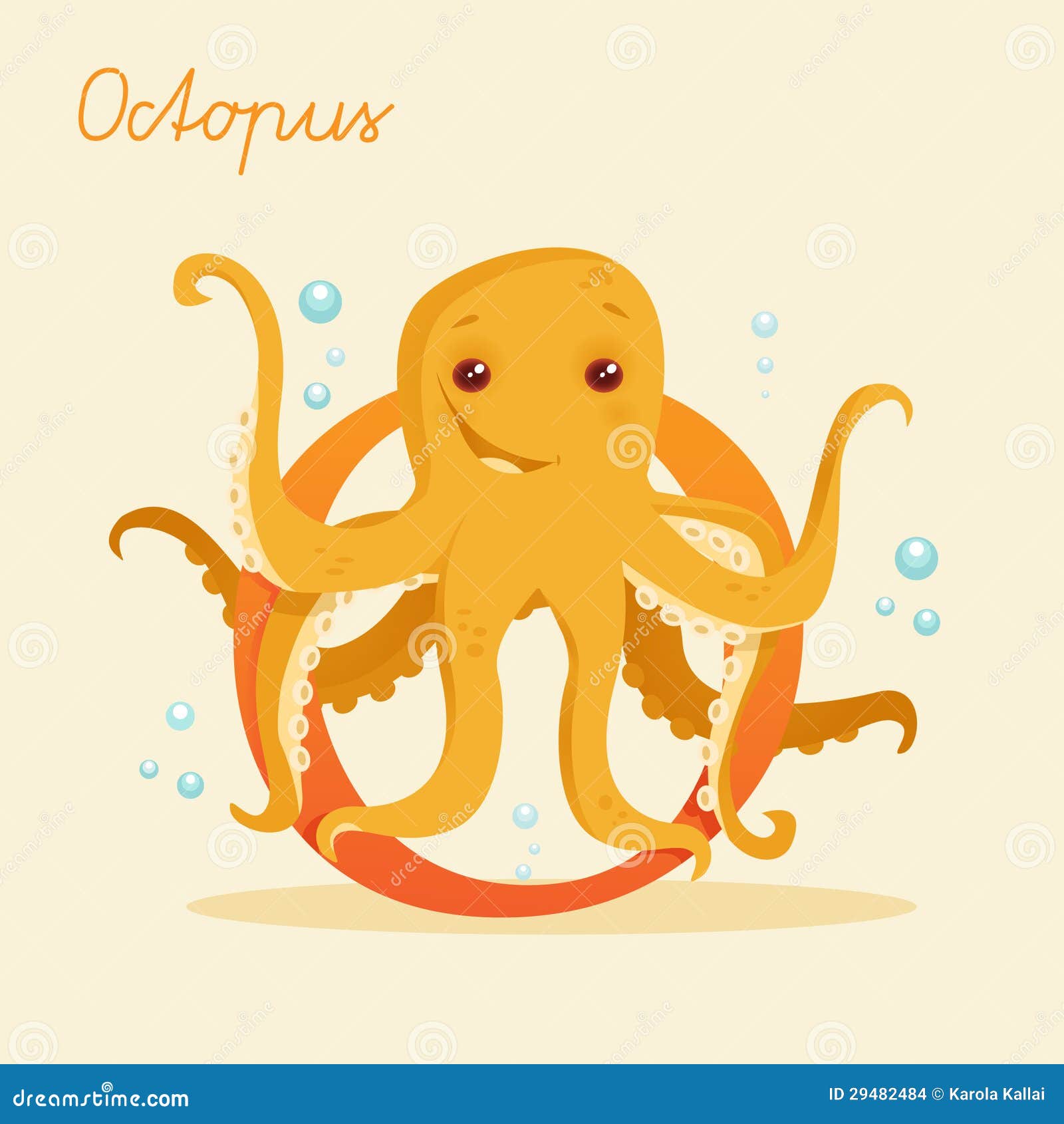 Animal Alphabet with Octopus Stock Illustration - Illustration of comic ...