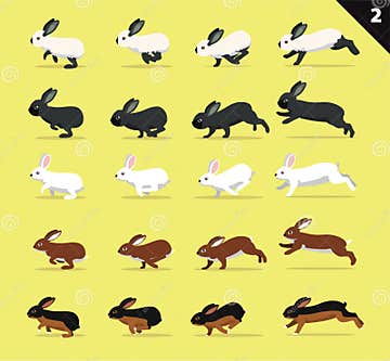 Animal Animation Sequence Various Rabbit Cartoon Vector Moving Set 2 ...
