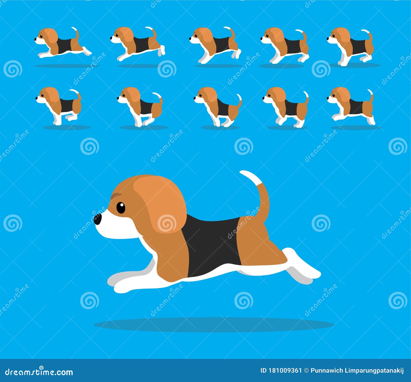 Animal Animation Sequence Dog Harrier Cartoon Vector Stock Vector ...