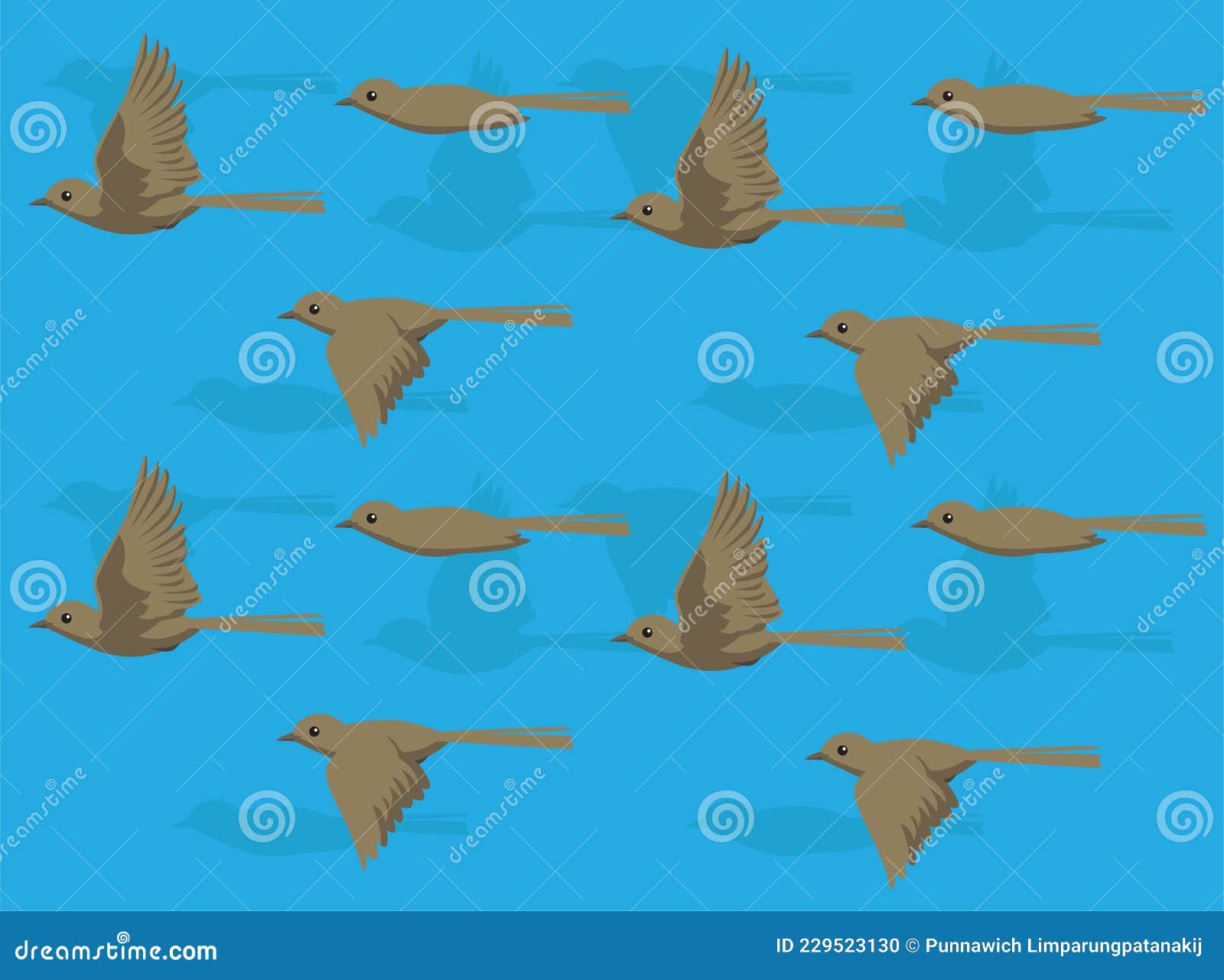 Animal Animation Sequence Nightingale Flying Cartoon Vector Seamless ...