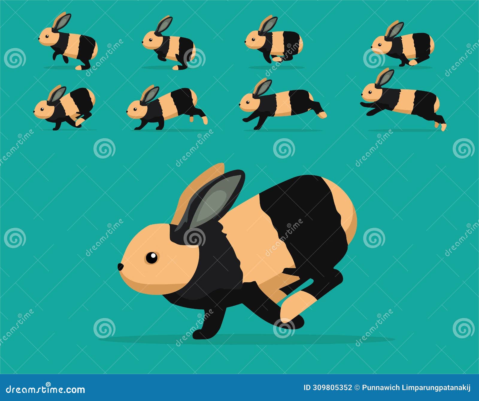 Animal Animation Sequence Rabbit Harlequin Cartoon Vector Stock Vector ...