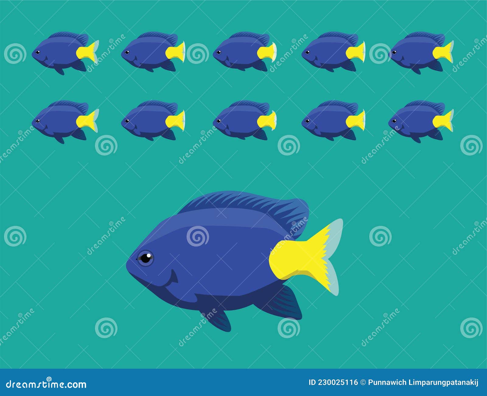 Yellowtail Damselfish Illustration Cartoon Vector | CartoonDealer.com ...