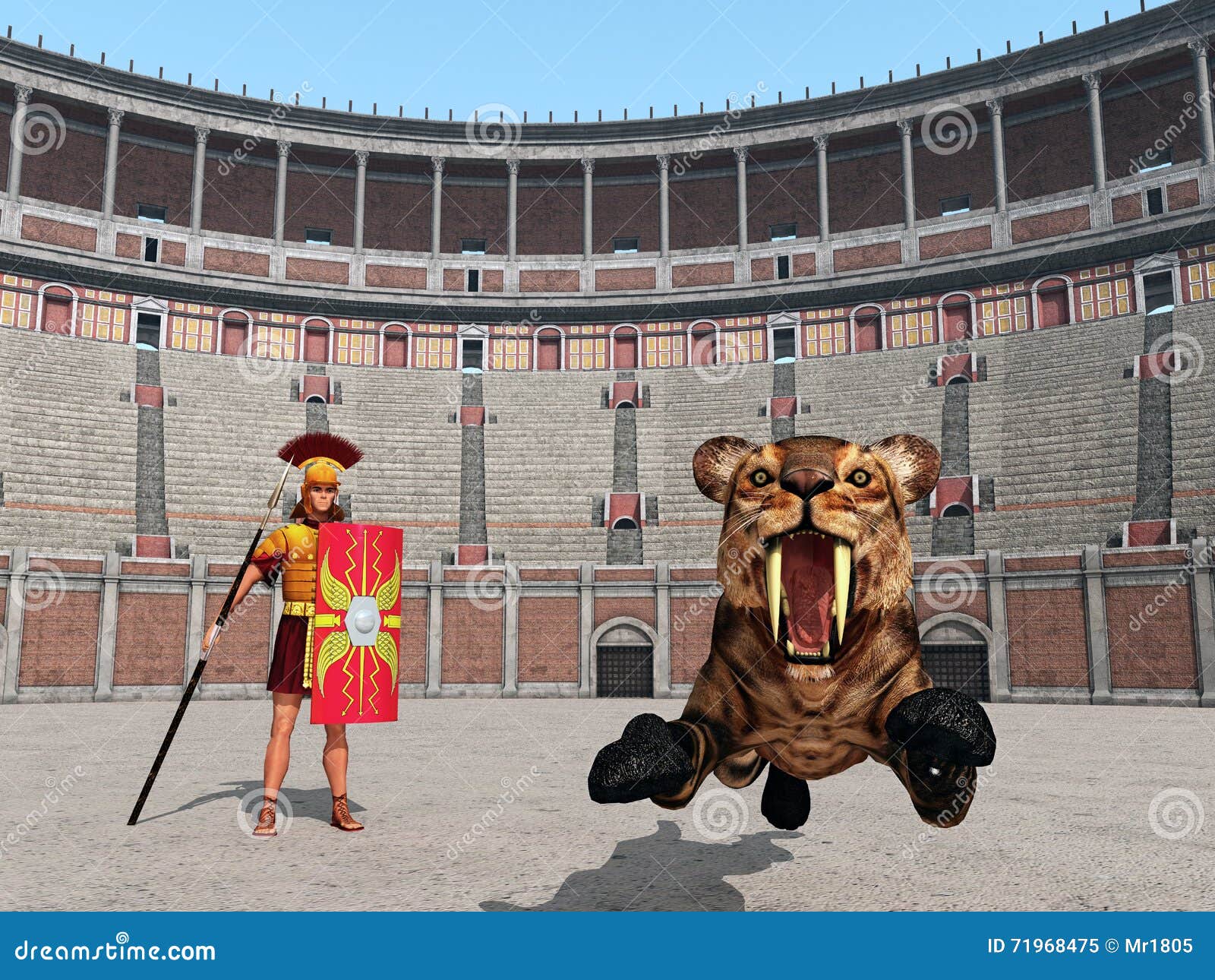 Animal Attack in the Colosseum in Ancient Rome Stock Illustration ...