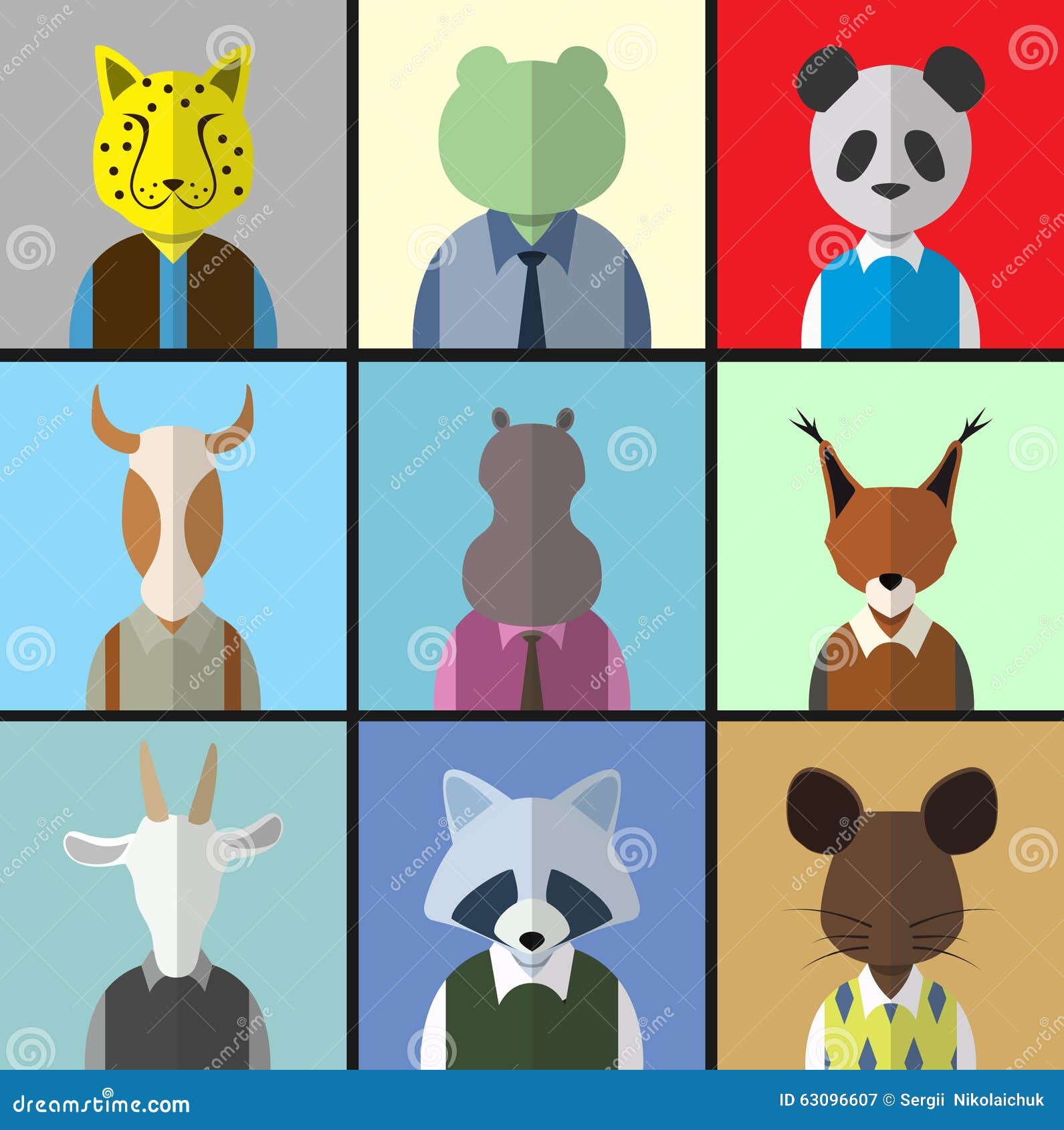 Animal Avatar Icon Set stock vector. Illustration of cartoon - 63096607