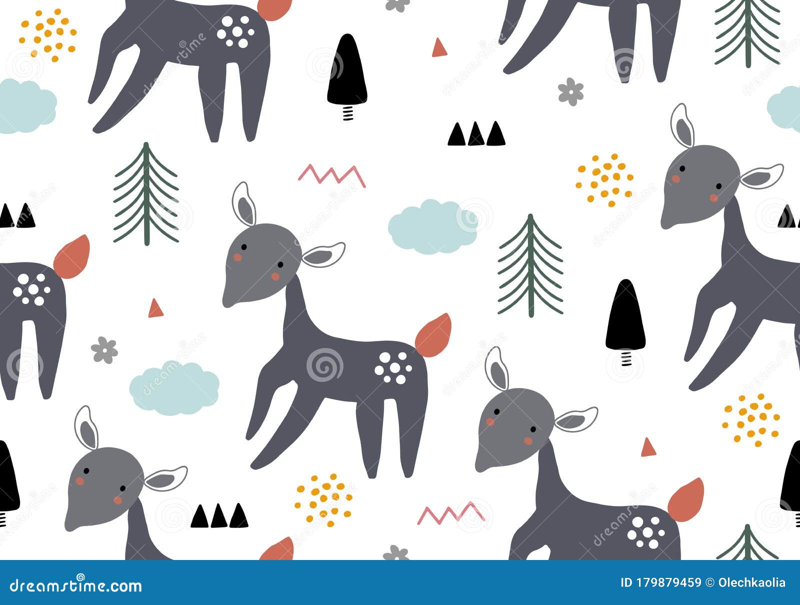 Animal Baby Pattern with Deer Stock Illustration - Illustration of hand ...
