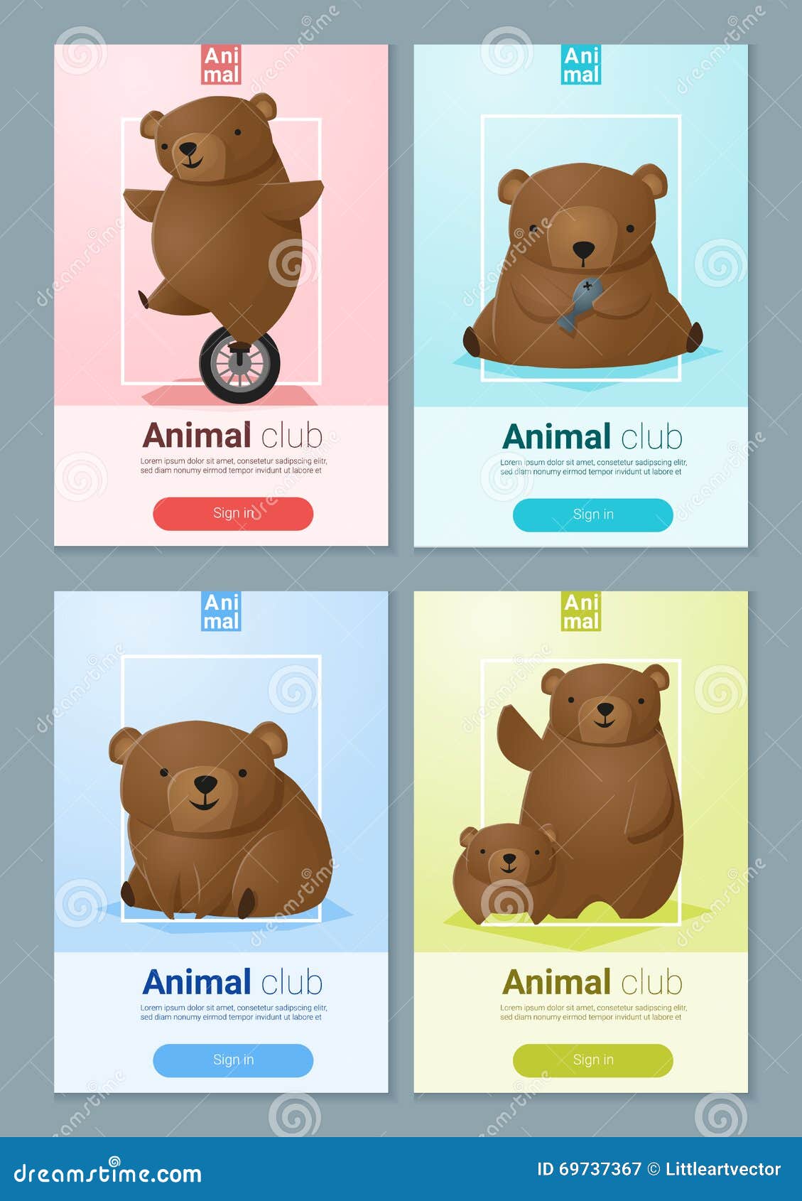 Animal Banner with Bears for Web Design Stock Vector - Illustration of ...