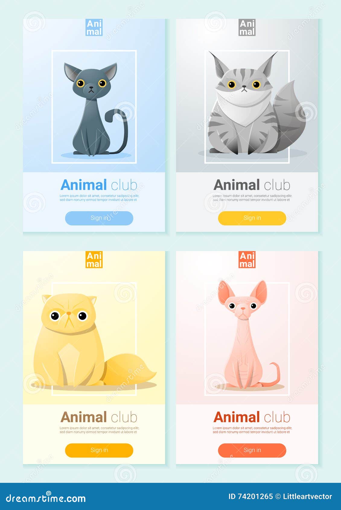 Animal Banner with Cats for Web Design Stock Vector - Illustration of ...