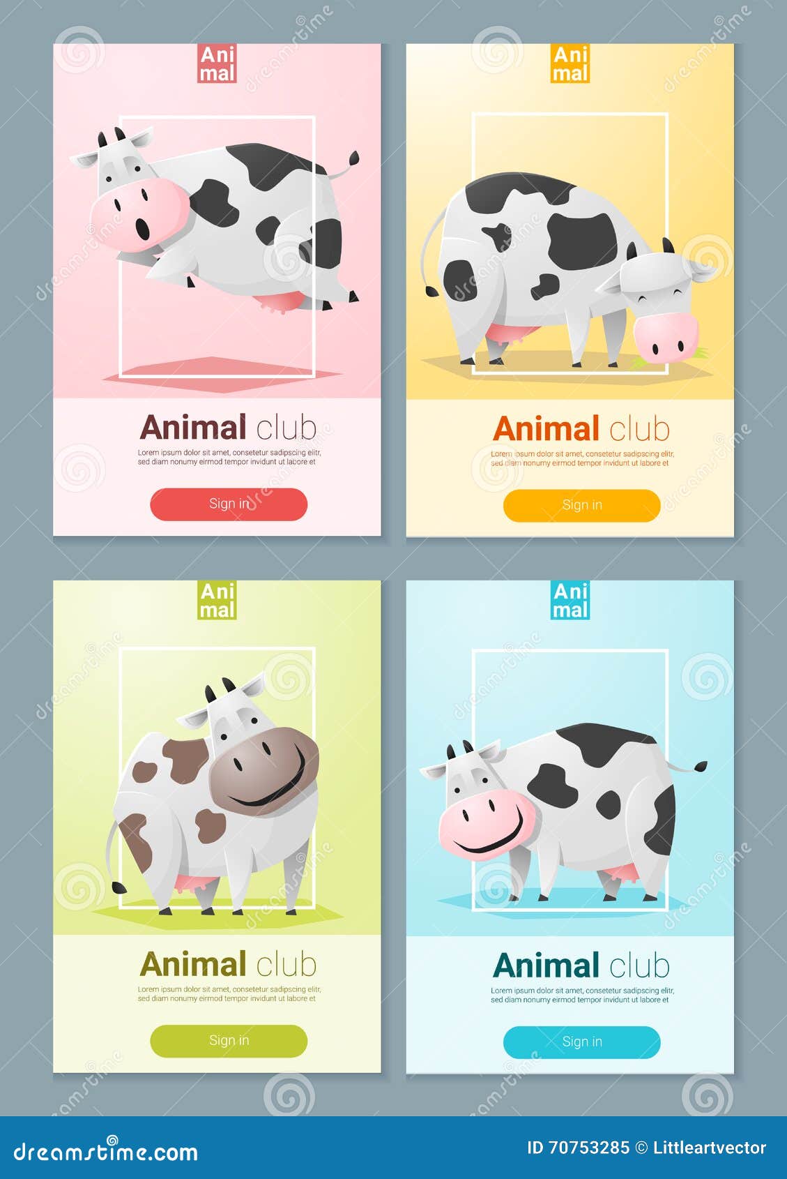 Animal Banner with Cows for Web Design Stock Vector - Illustration of ...