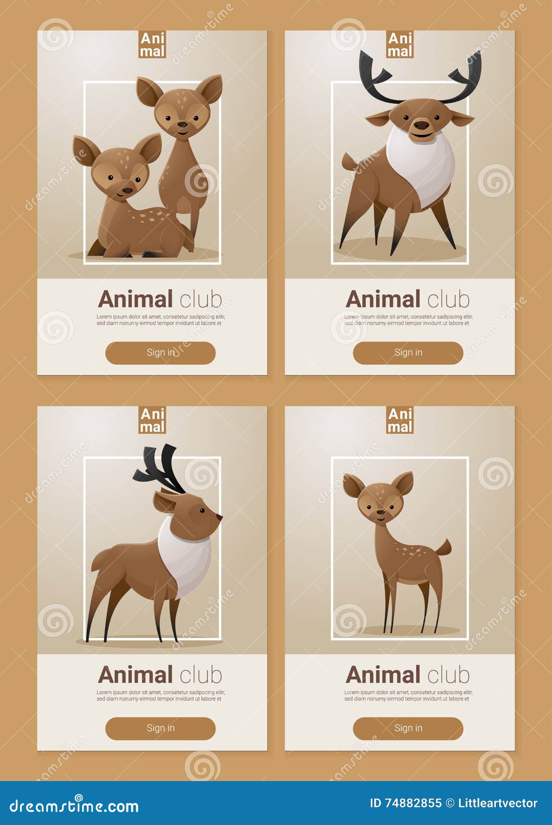 Animal Banner with Deers for Web Design Stock Vector - Illustration of ...