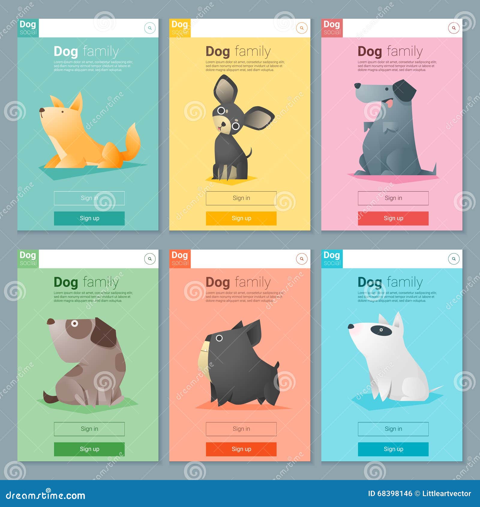 Animal Banner with Dog for Web Design 3 Stock Vector - Illustration of ...