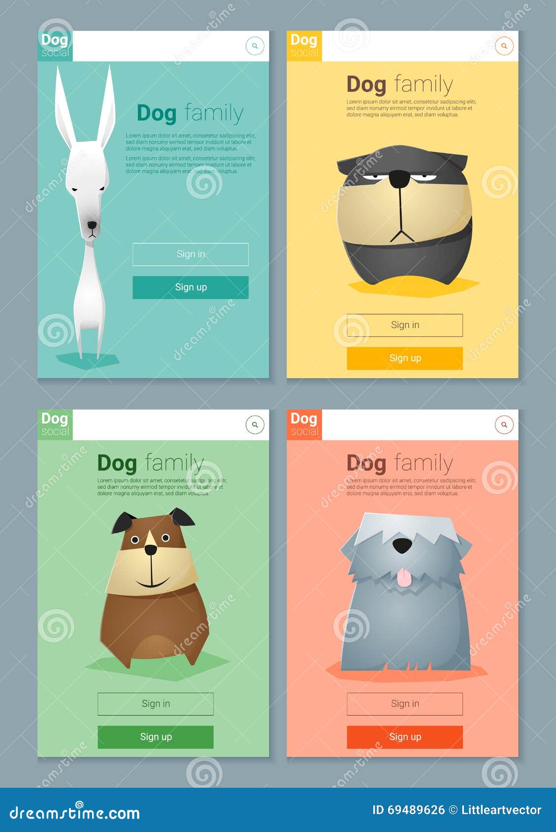 Animal Banner with Dogs for Web Design 7 Stock Vector - Illustration of ...