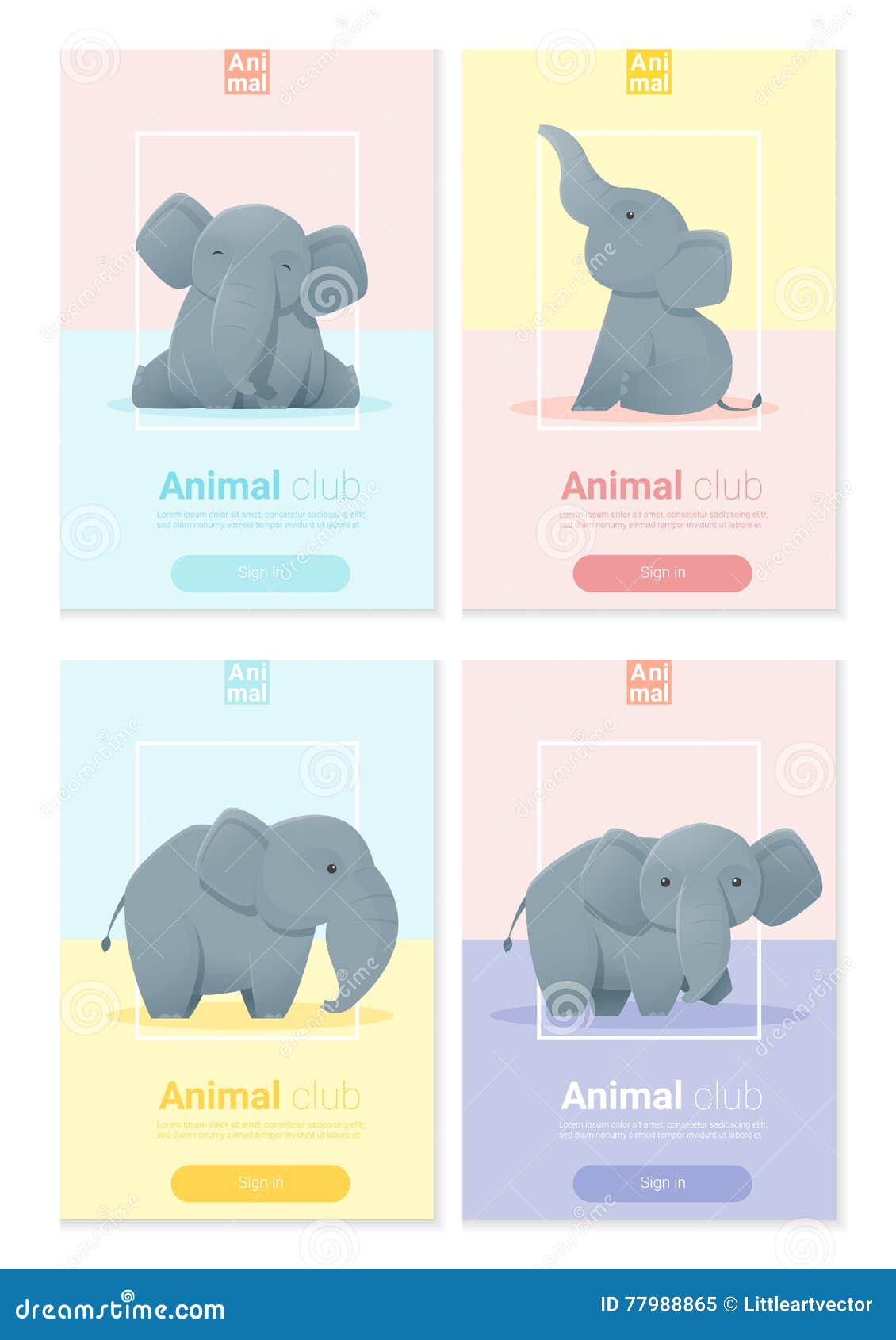 Animal Banner with Elephant for Web Design Stock Vector - Illustration ...