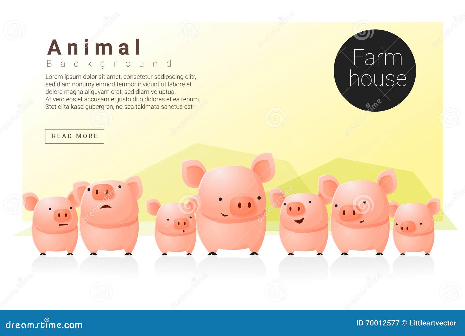 Animal Banner with Pigs for Web Design Stock Vector - Illustration of ...