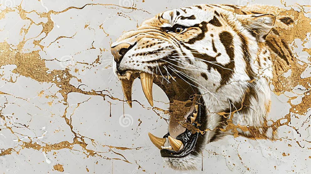 Animal Baring Sharp Teeth in a Fierce Display, AI-generated. Stock ...