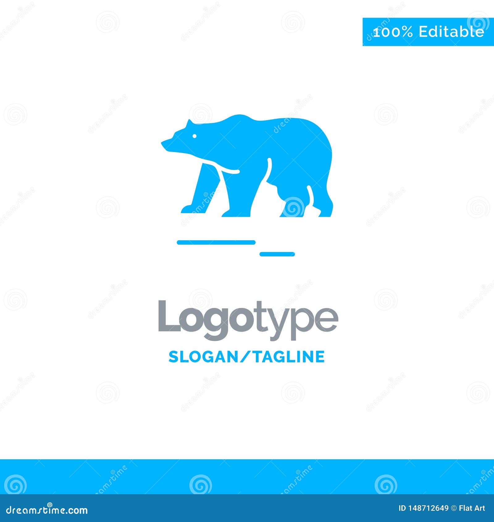 Animal, Bear, Polar, Canada Blue Solid Logo Template. Place for Tagline ...