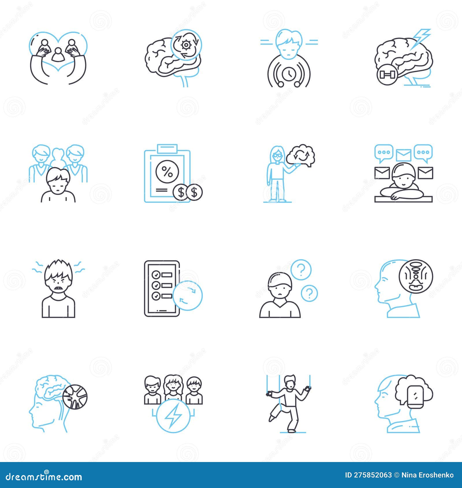 Animal Behavior Linear Icons Set. Instinct, Aggression, Communication ...