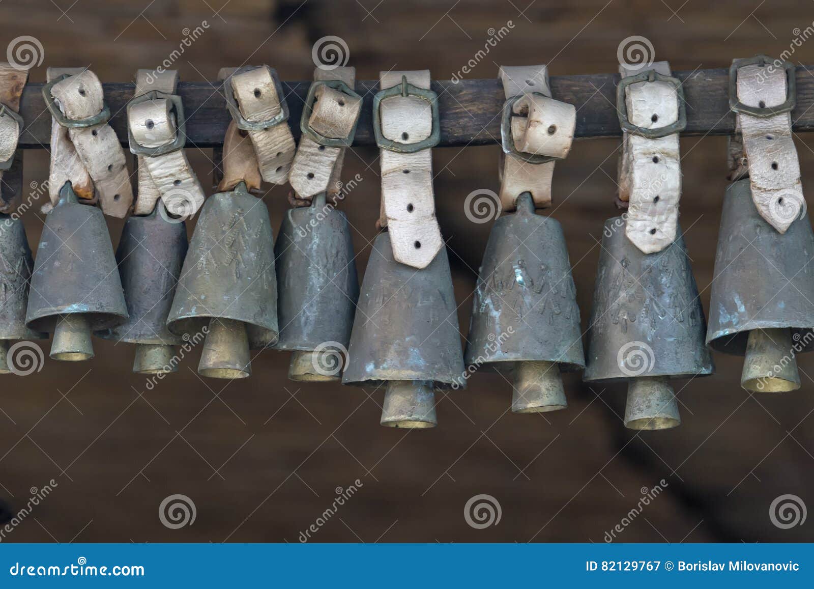 Animal Bell Hanging on a Pole Stock Image - Image of alpine, bell: 82129767