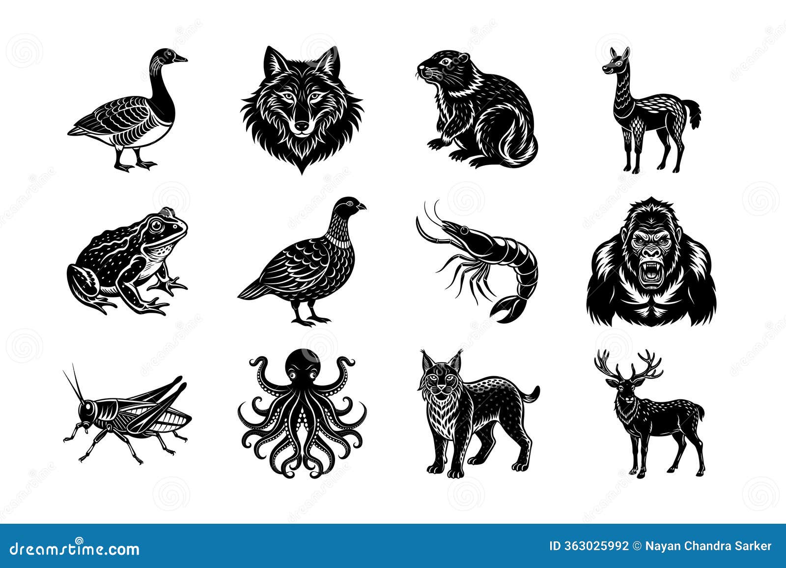 Animal Bundle Vector Art Illustration Stock Illustration - Illustration ...