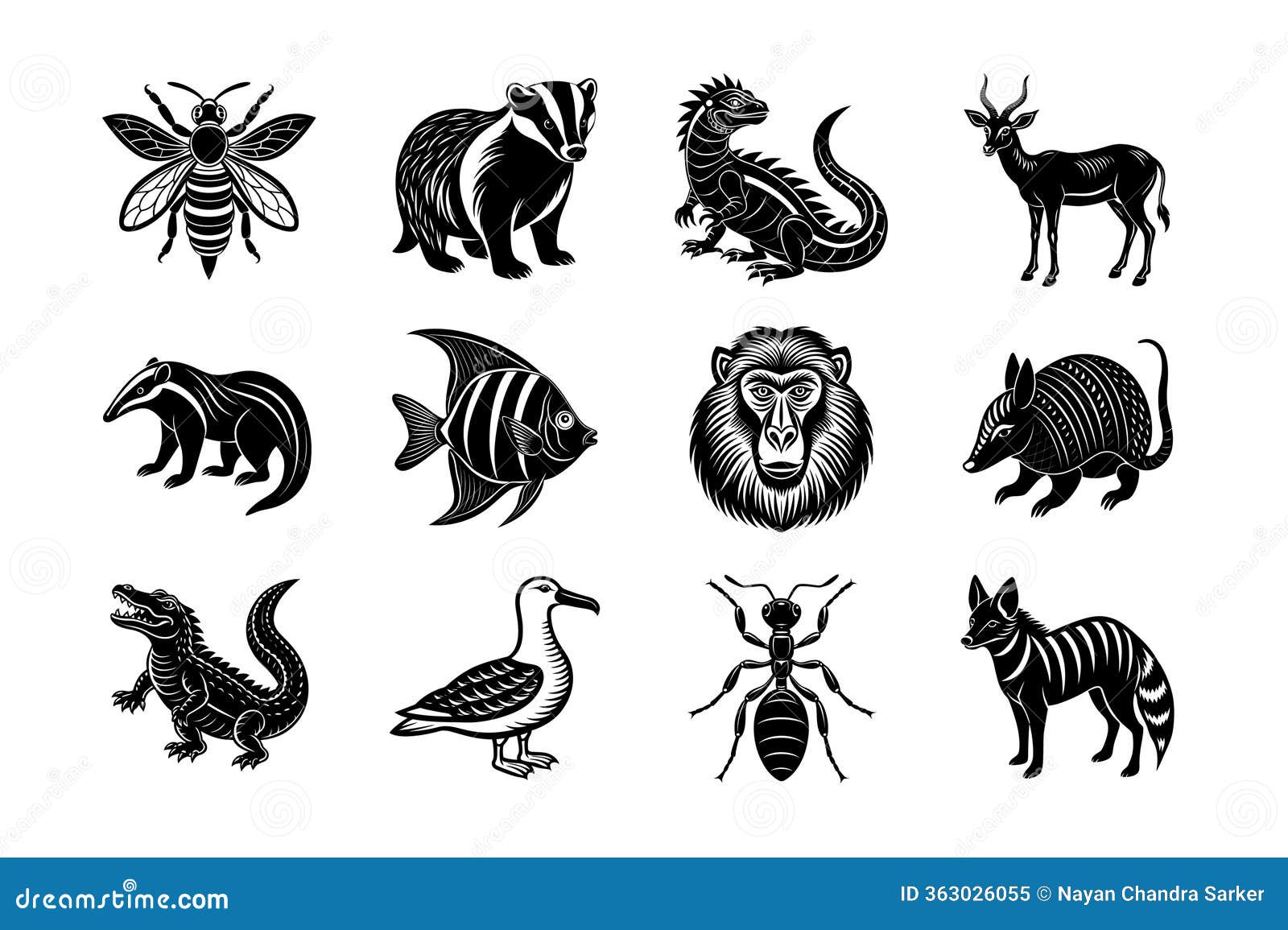 Animal Bundle Vector Art Illustration Stock Illustration - Illustration ...