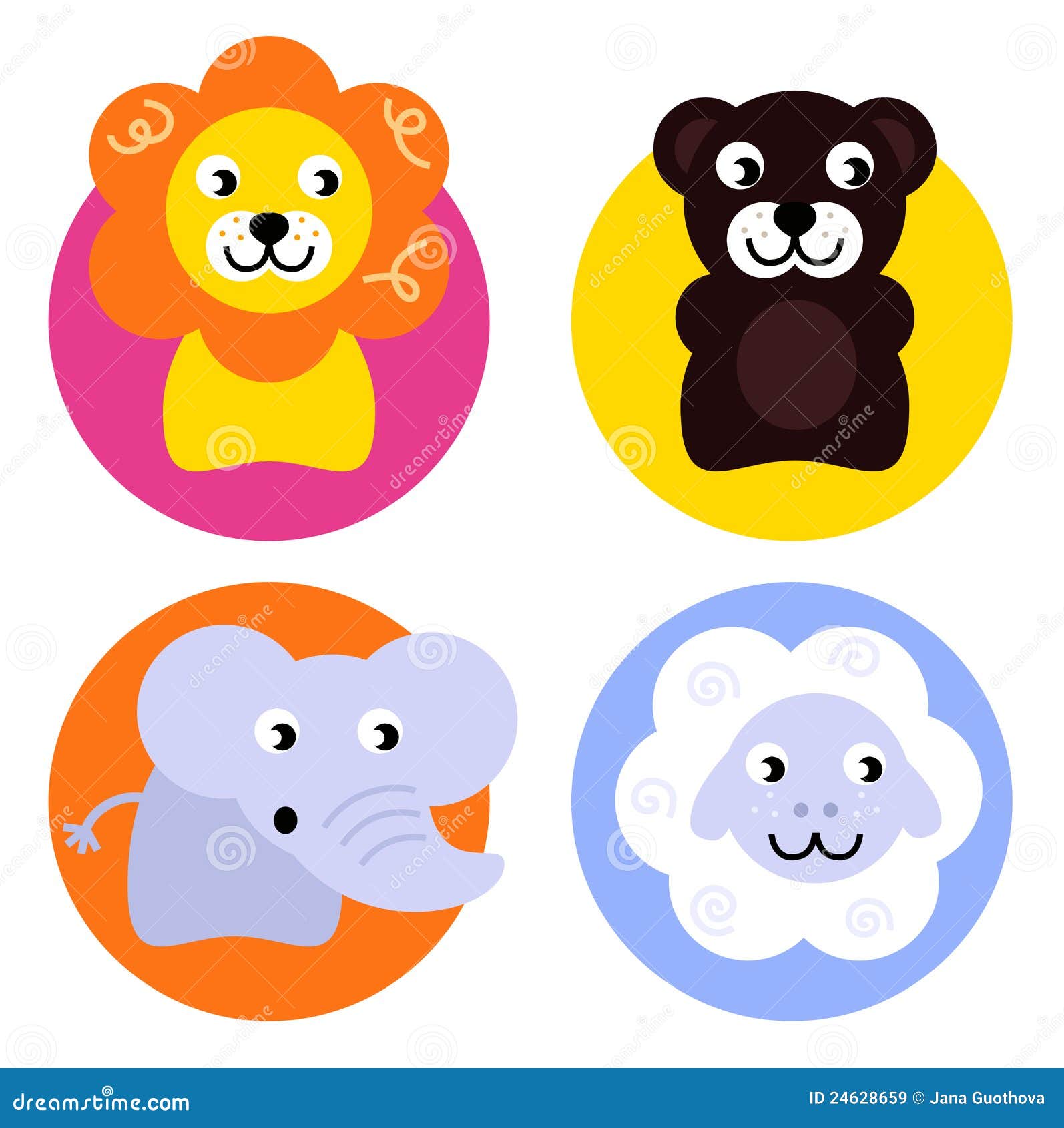 Animal buttons set stock vector. Illustration of childhood - 24628659
