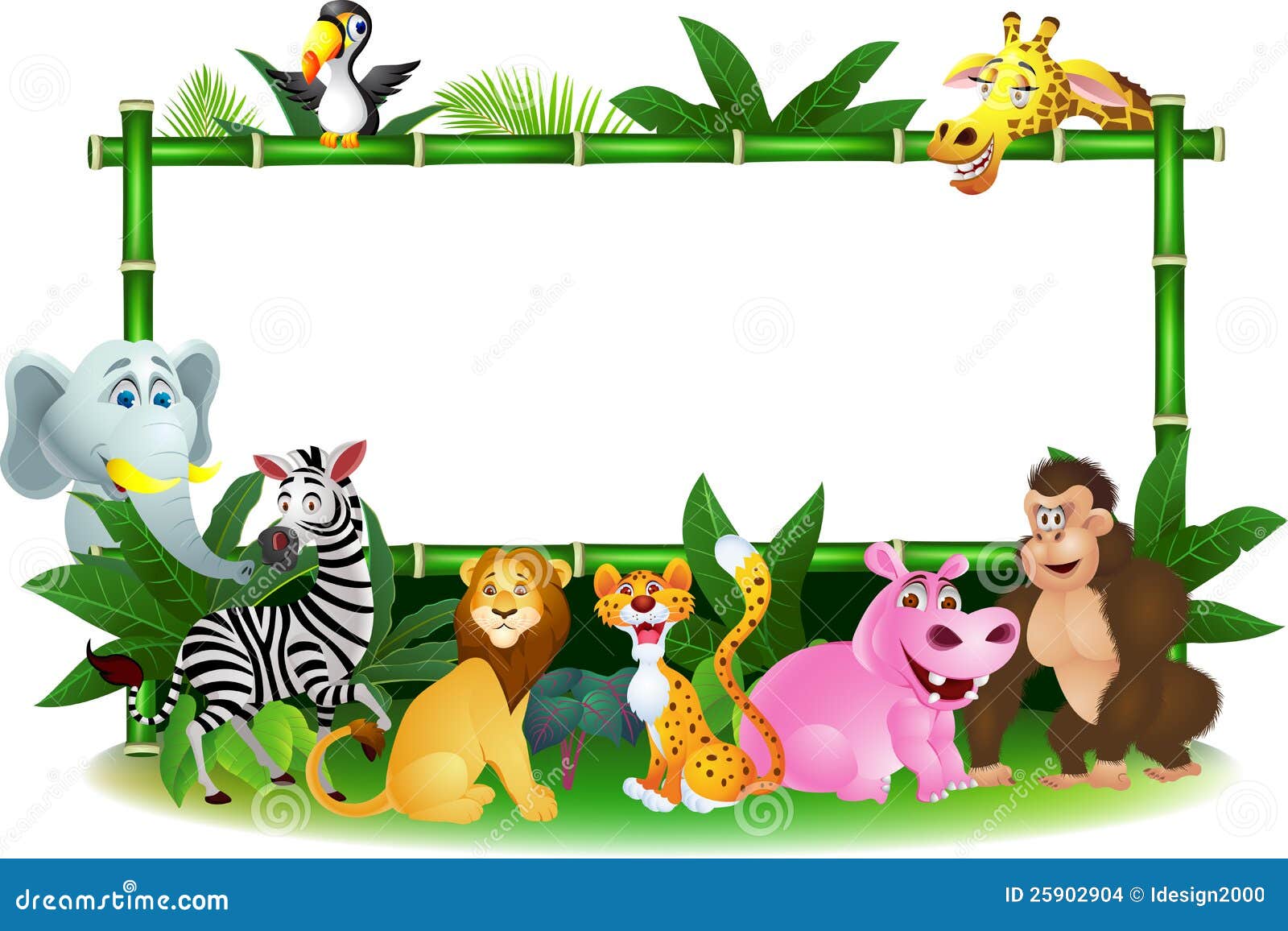 Animal Cartoon with Blank Sign Stock Illustration - Illustration of ...