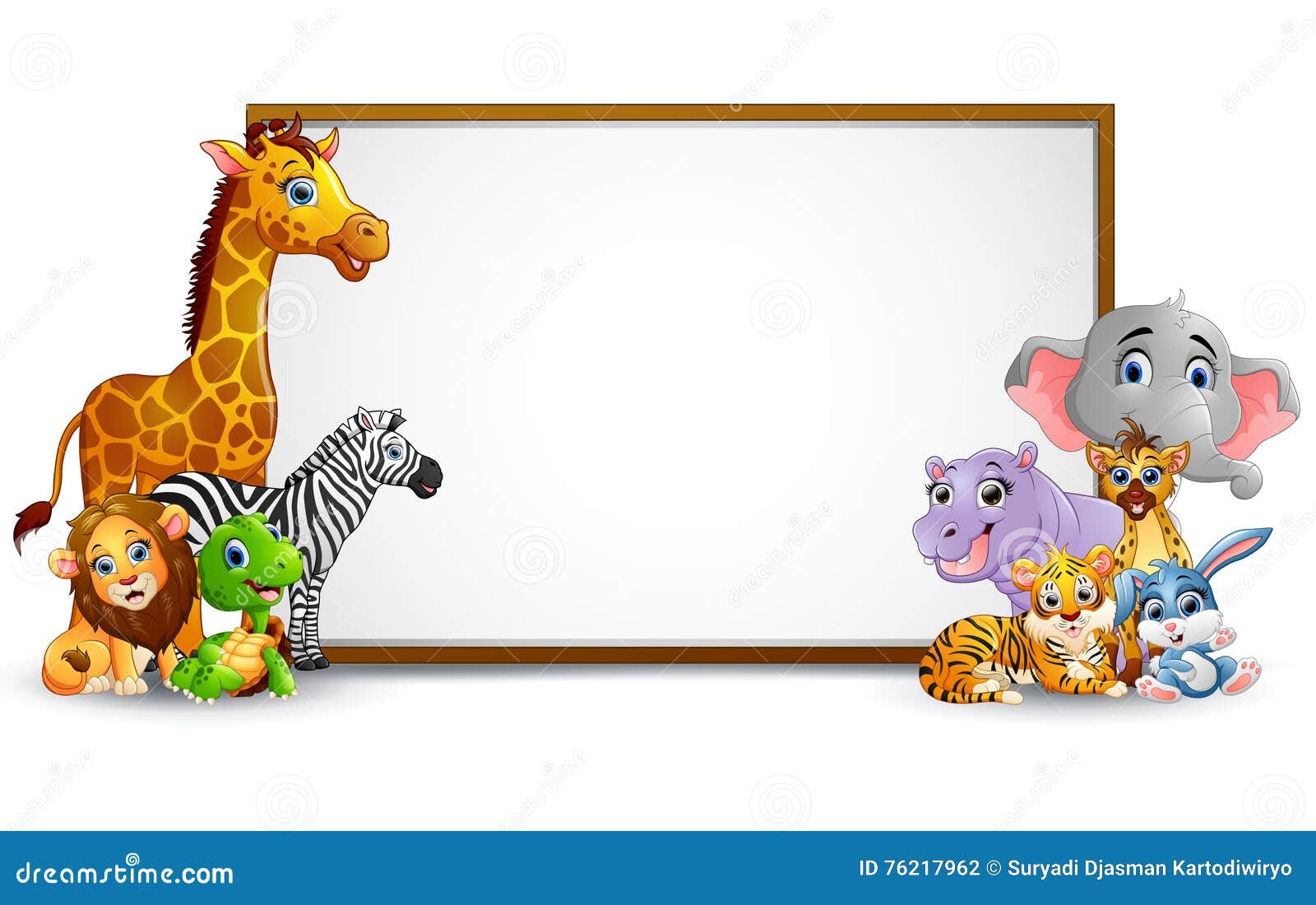 Animal Cartoon Collection with Blank Sign Stock Vector - Illustration ...