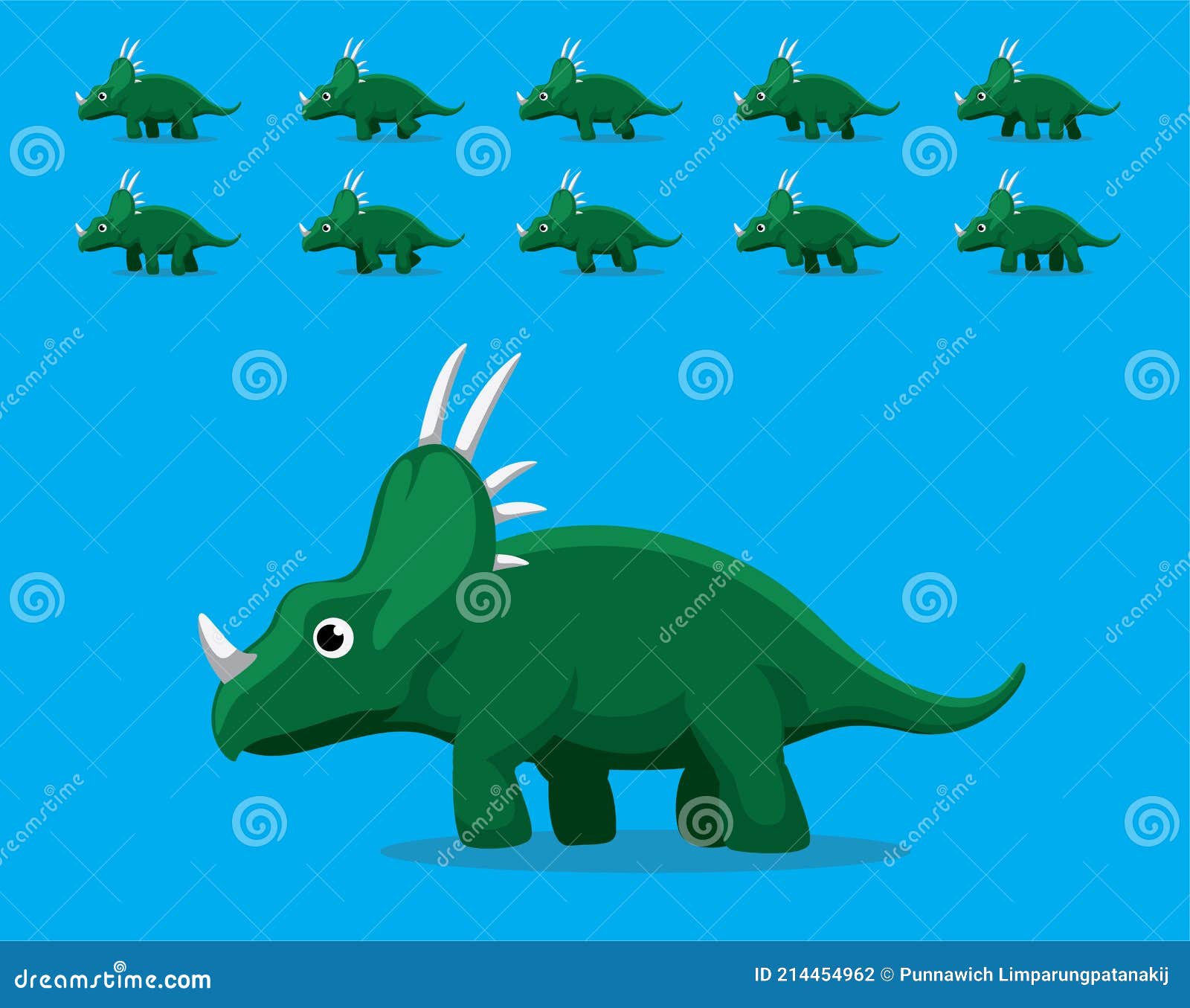 Animal Animation Sequence Dinosaur Styracosaurus Walking Cartoon Vector ...