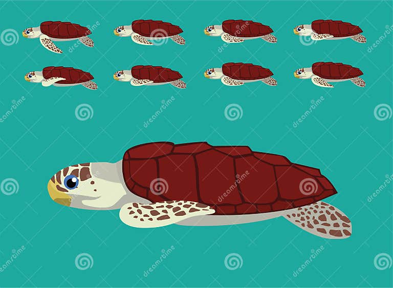 Animal Animation Sequence Sea Turtle Loggerhead Cartoon Vector Stock ...