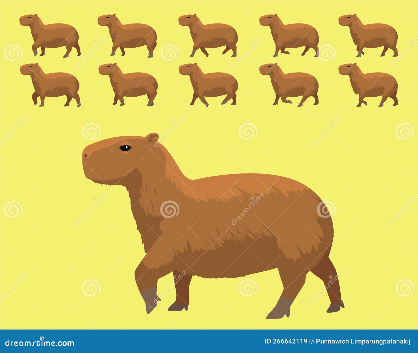 Capybara Walking Animation Cartoon Vector Illustration Stock Vector ...