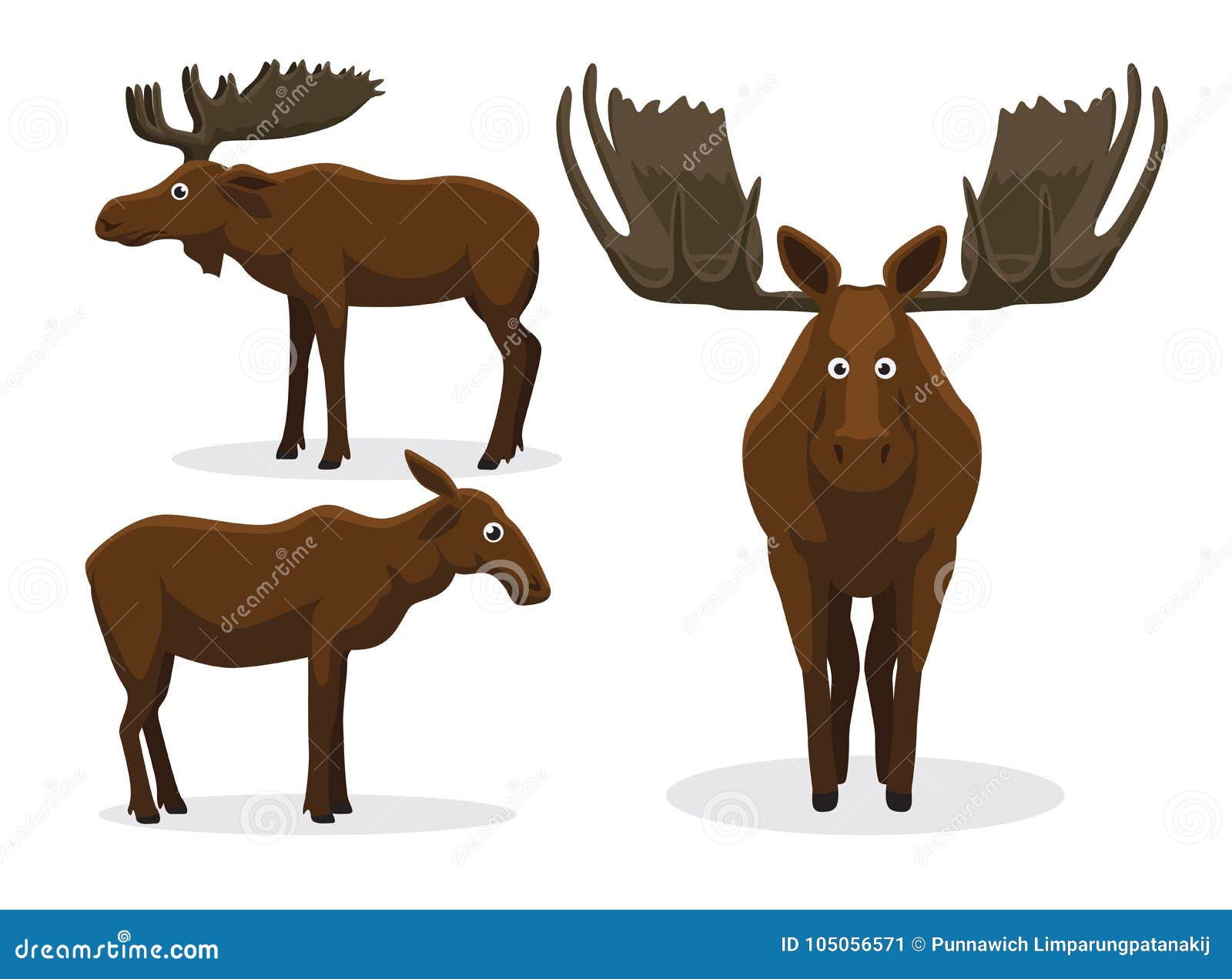 Cute Moose Cartoon Vector Illustration Stock Vector - Illustration of ...