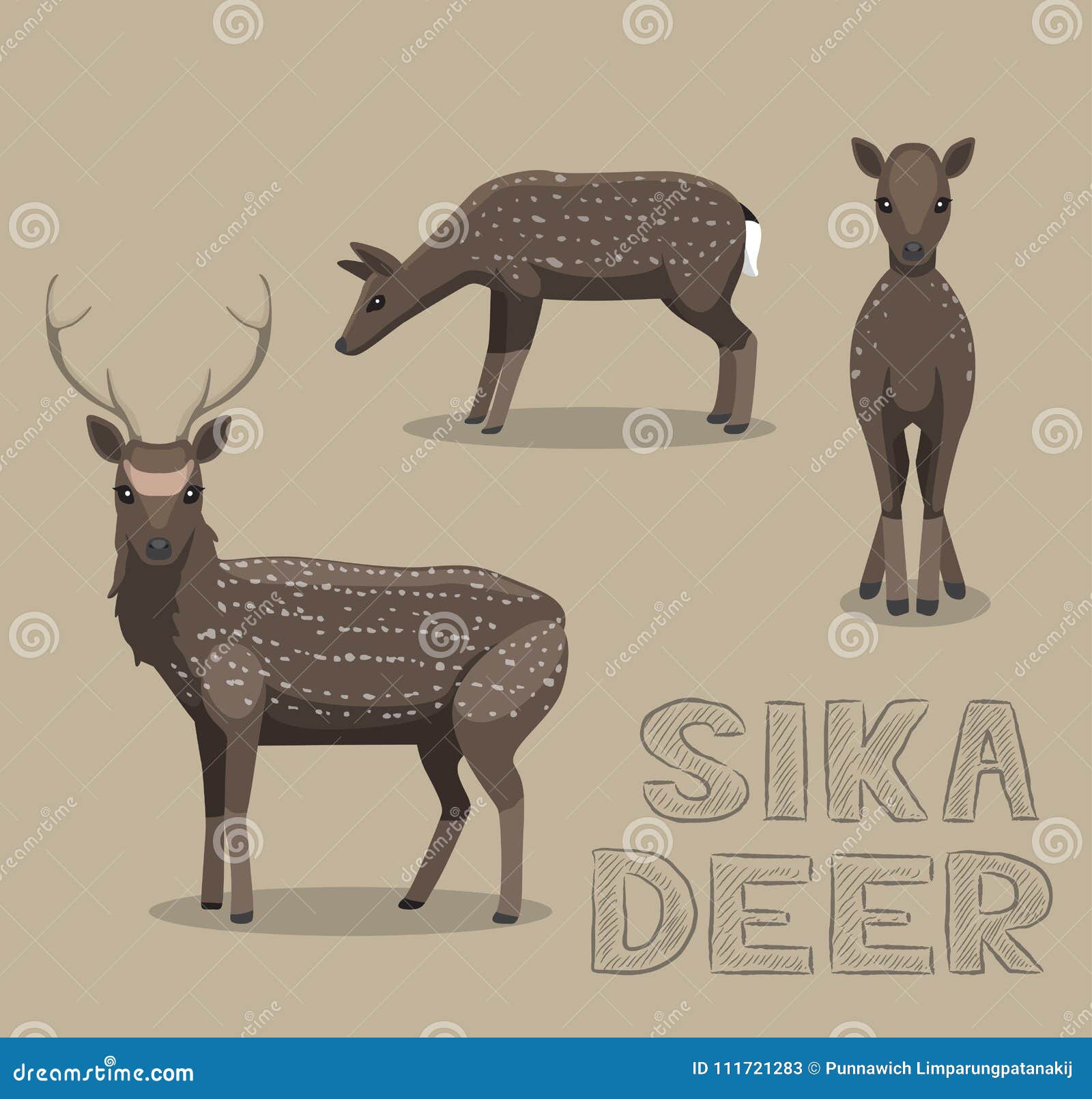 Deer Sika Cartoon Vector Illustration Stock Vector - Illustration of ...
