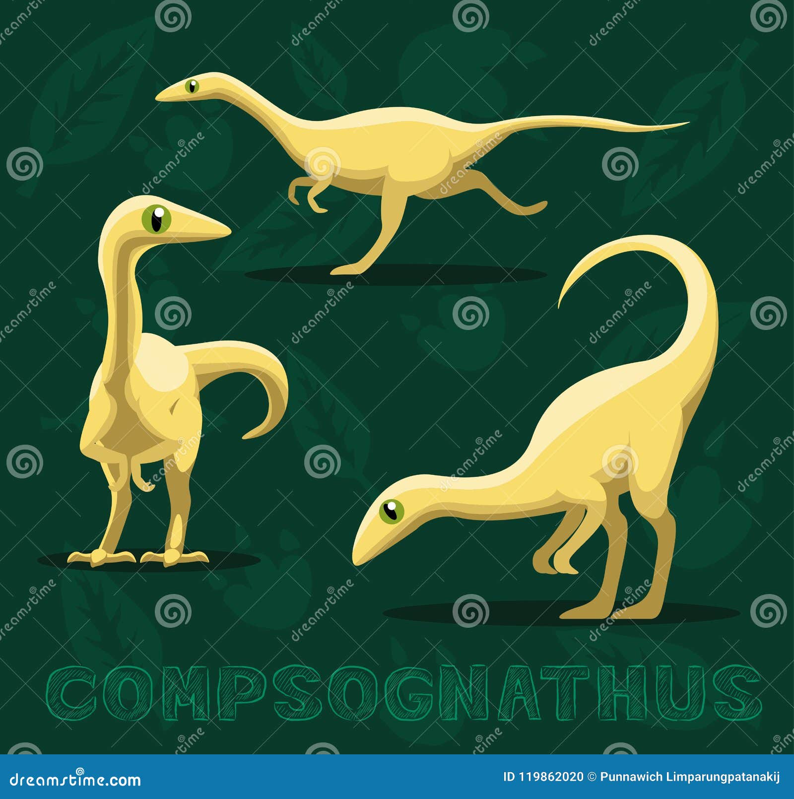 Dinosaur Compsognathus Coloring Book Vector Illustration ...