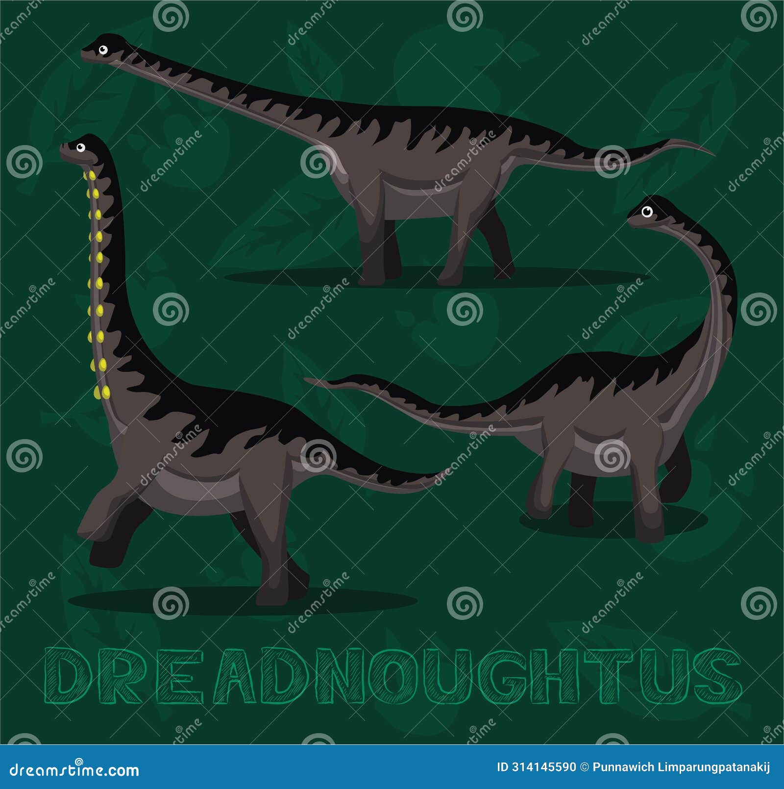 Dinosaur Dreadnoughtus Cartoon Vector Illustration Stock Illustration ...
