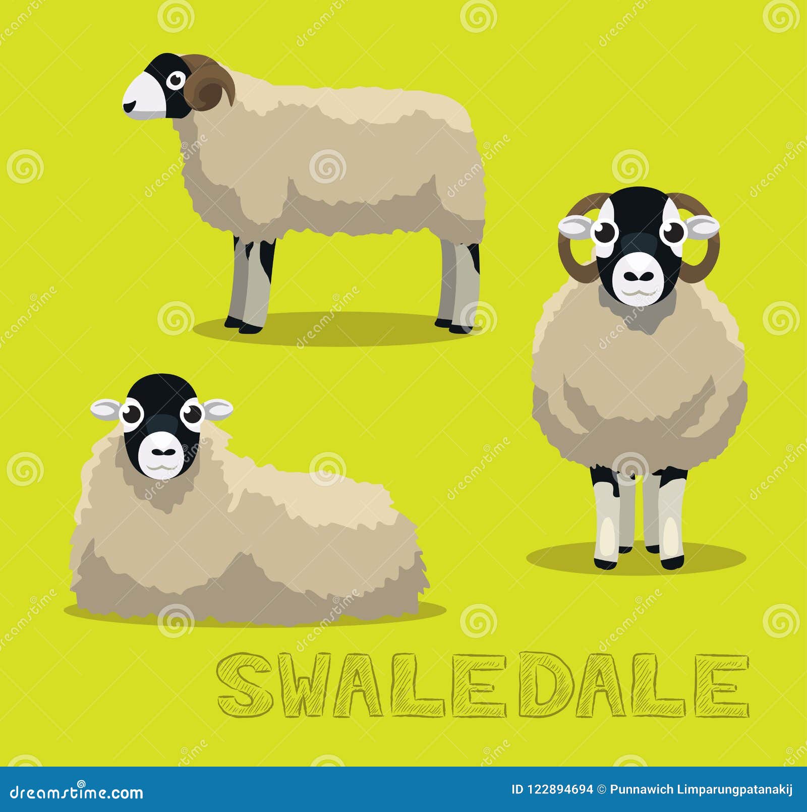 Sheep Swaledale Cartoon Vector Illustration Stock Vector - Illustration ...