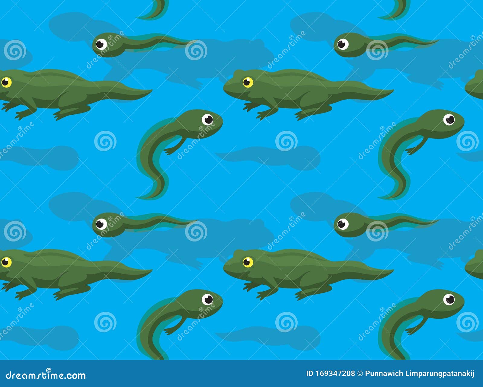 Tadpole Frog Vector Illustration Seamless Background Wallpaper Pattern ...