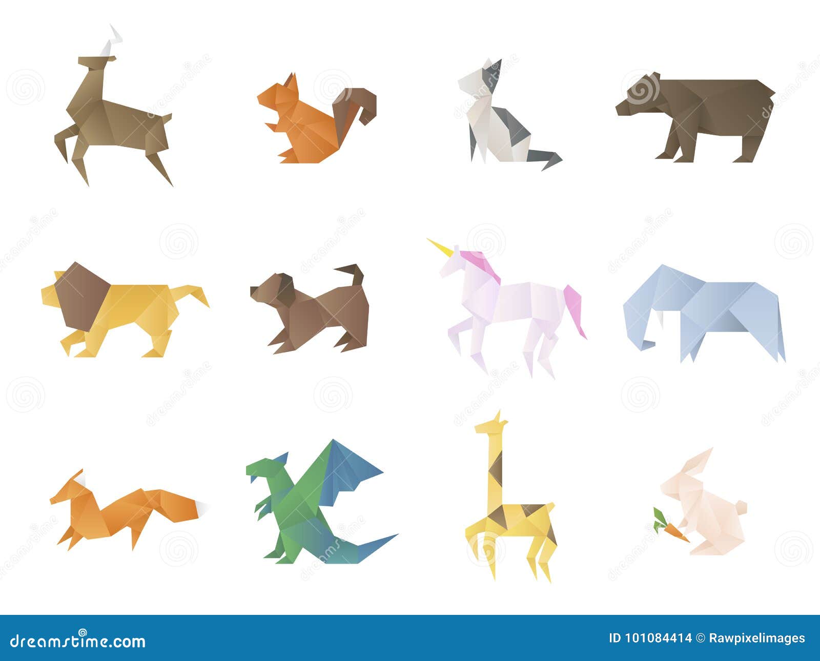 Animal Cartoon Origami Icon Vector Stock Vector - Illustration of ...