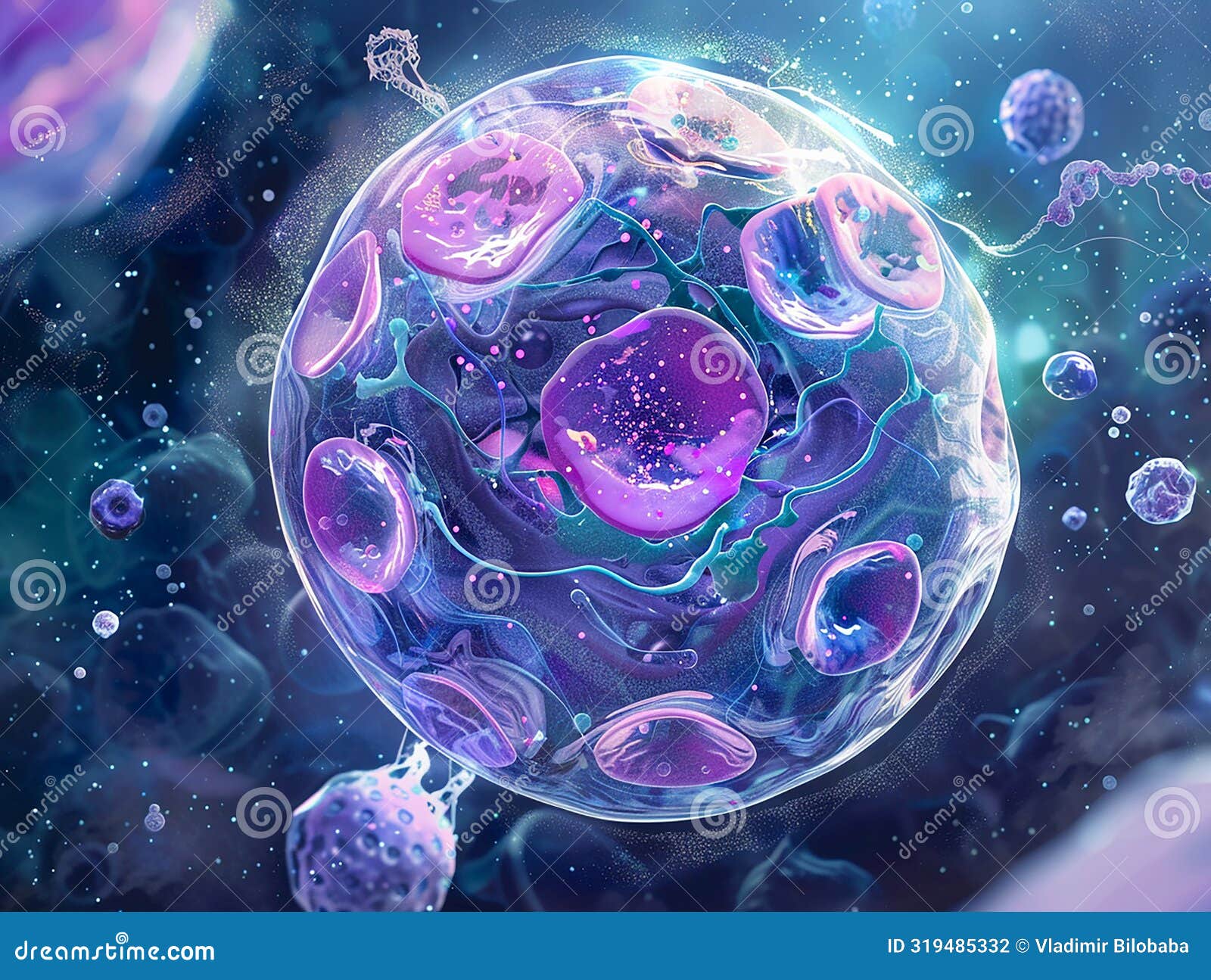 Animal Cell Floating in Water Stock Illustration - Illustration of ...