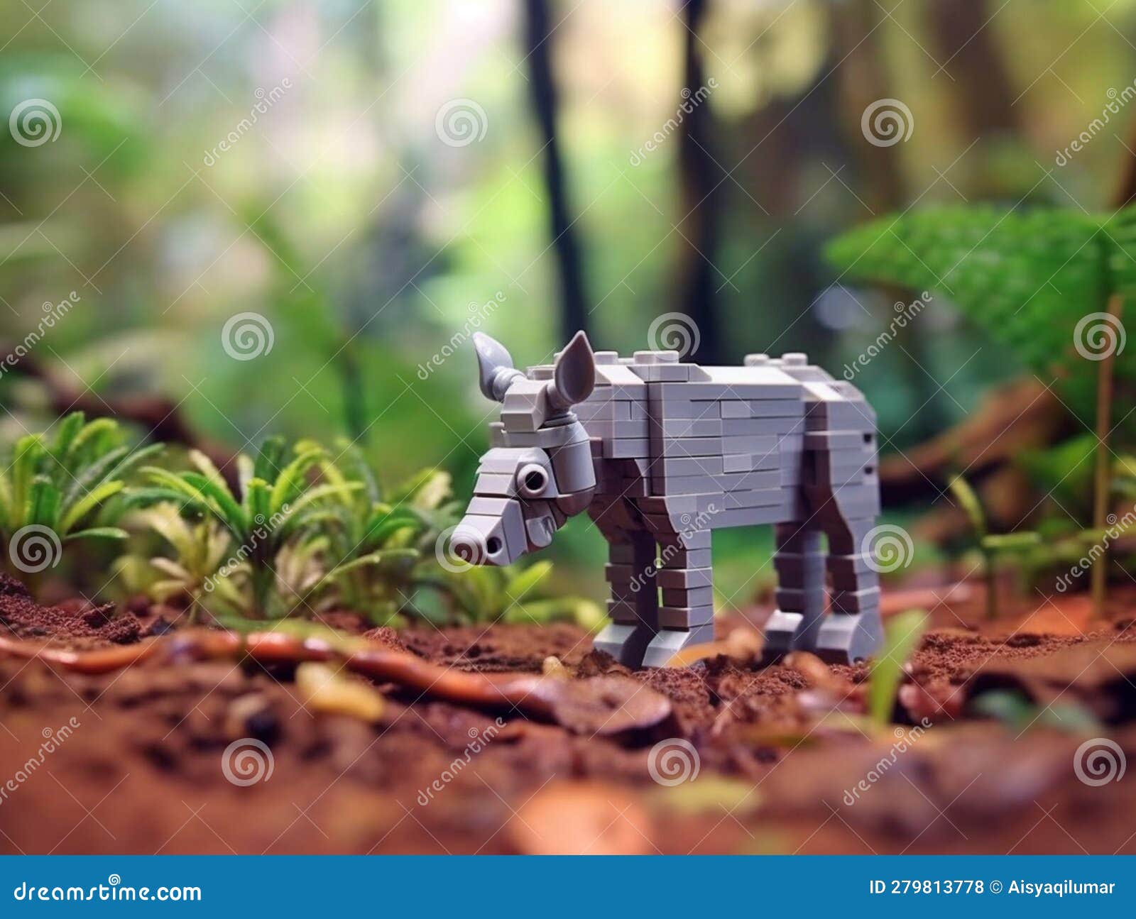 Animal Characters Built Using Plastic Blocks and Placed in Nature ...