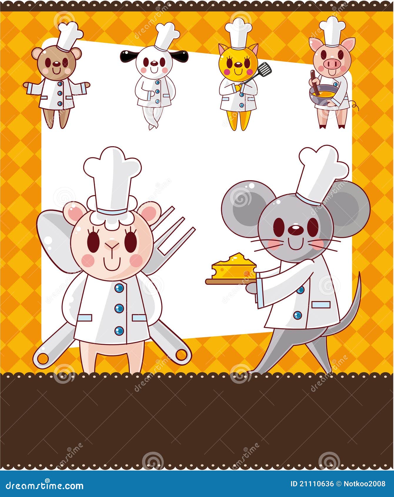 Animal chef card stock vector. Illustration of cute, delicious - 21110636