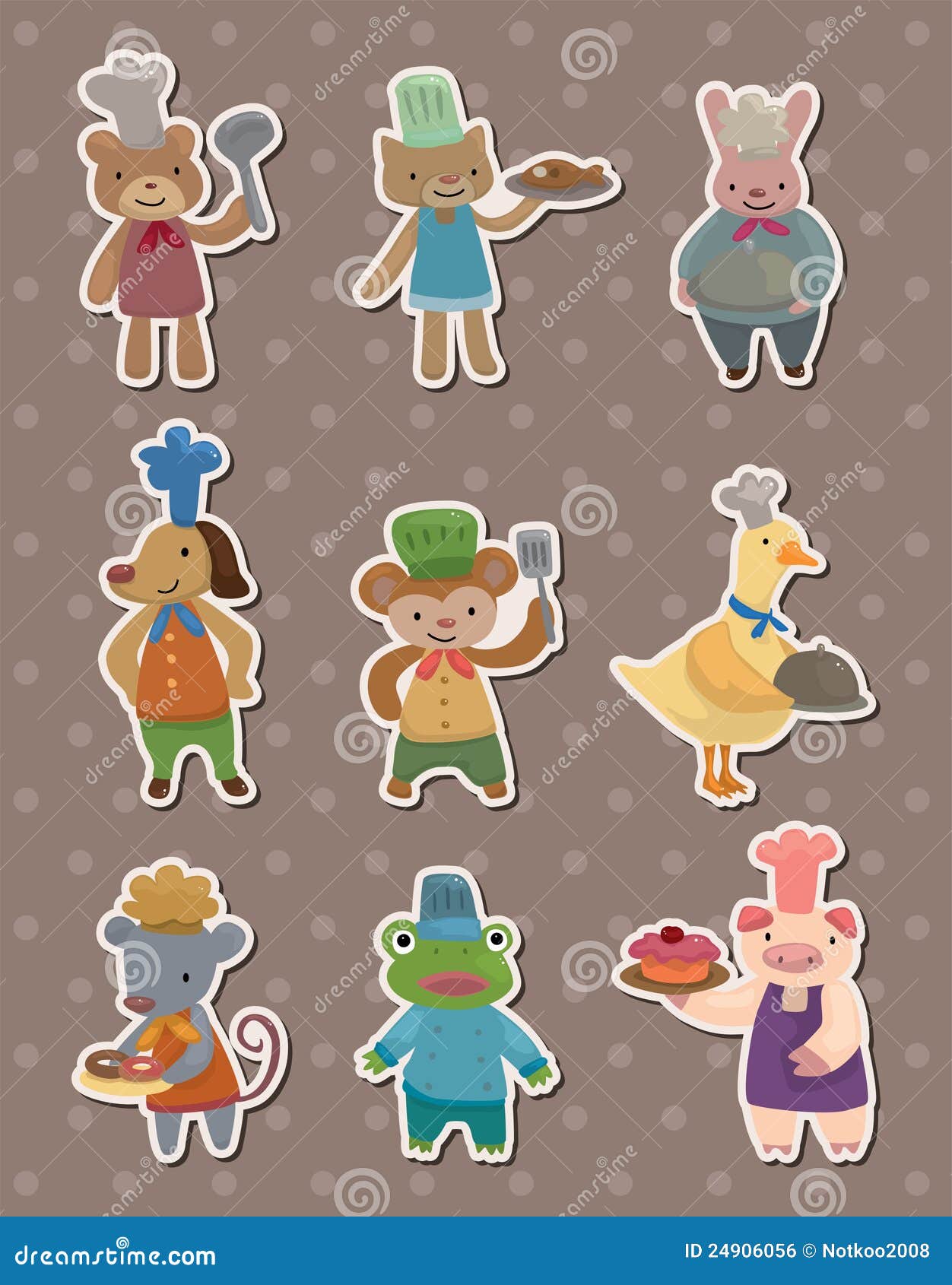 Animal chef stickers stock vector. Illustration of frog - 24906056