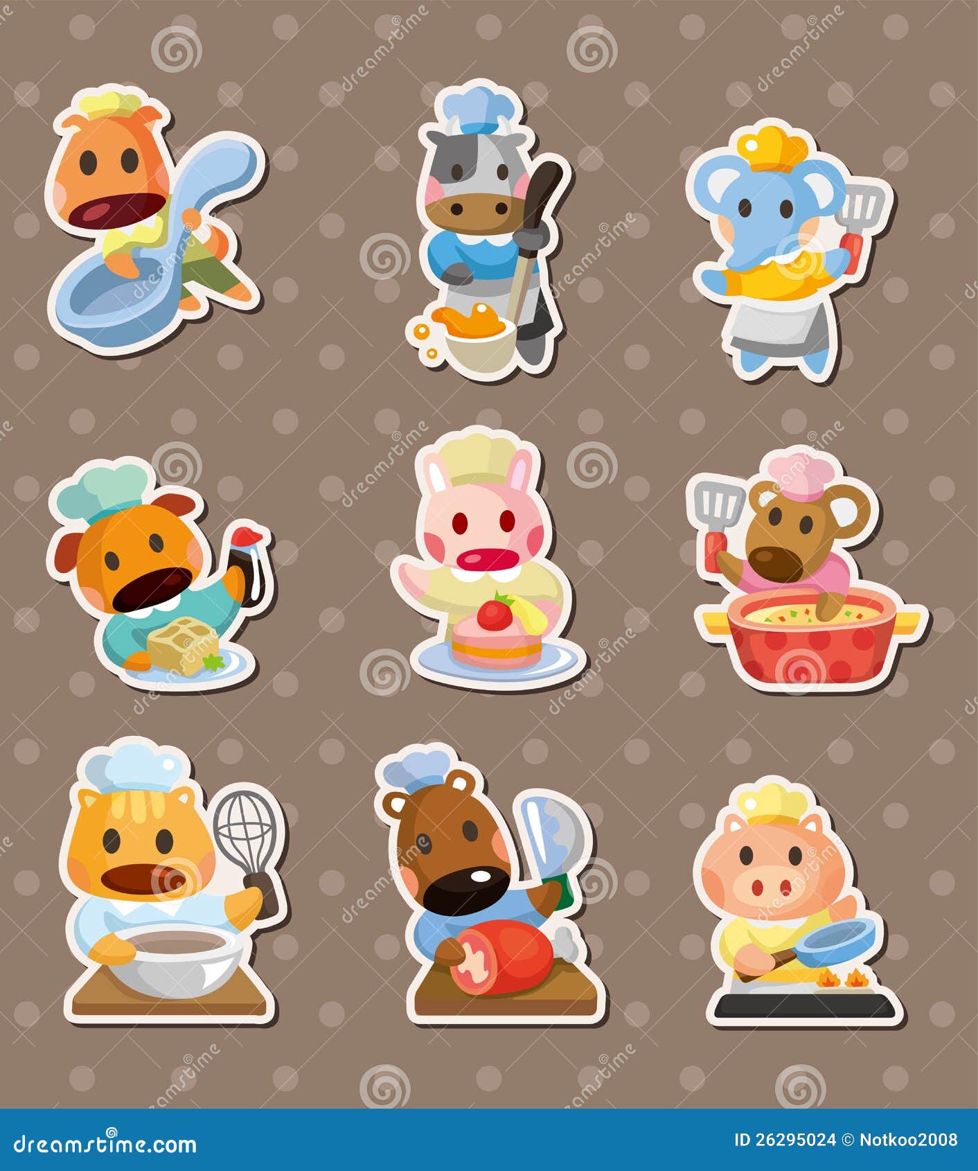 Animal chef stickers stock vector. Illustration of cooking - 26295024