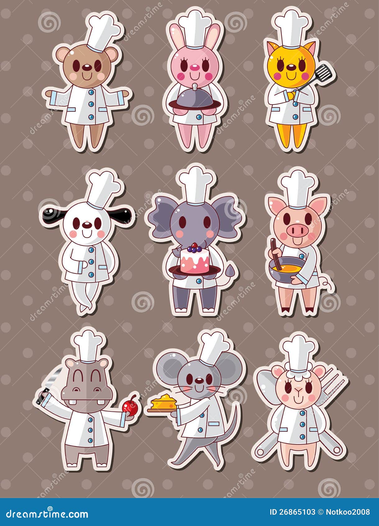 Animal chef stickers stock vector. Illustration of knife - 26865103