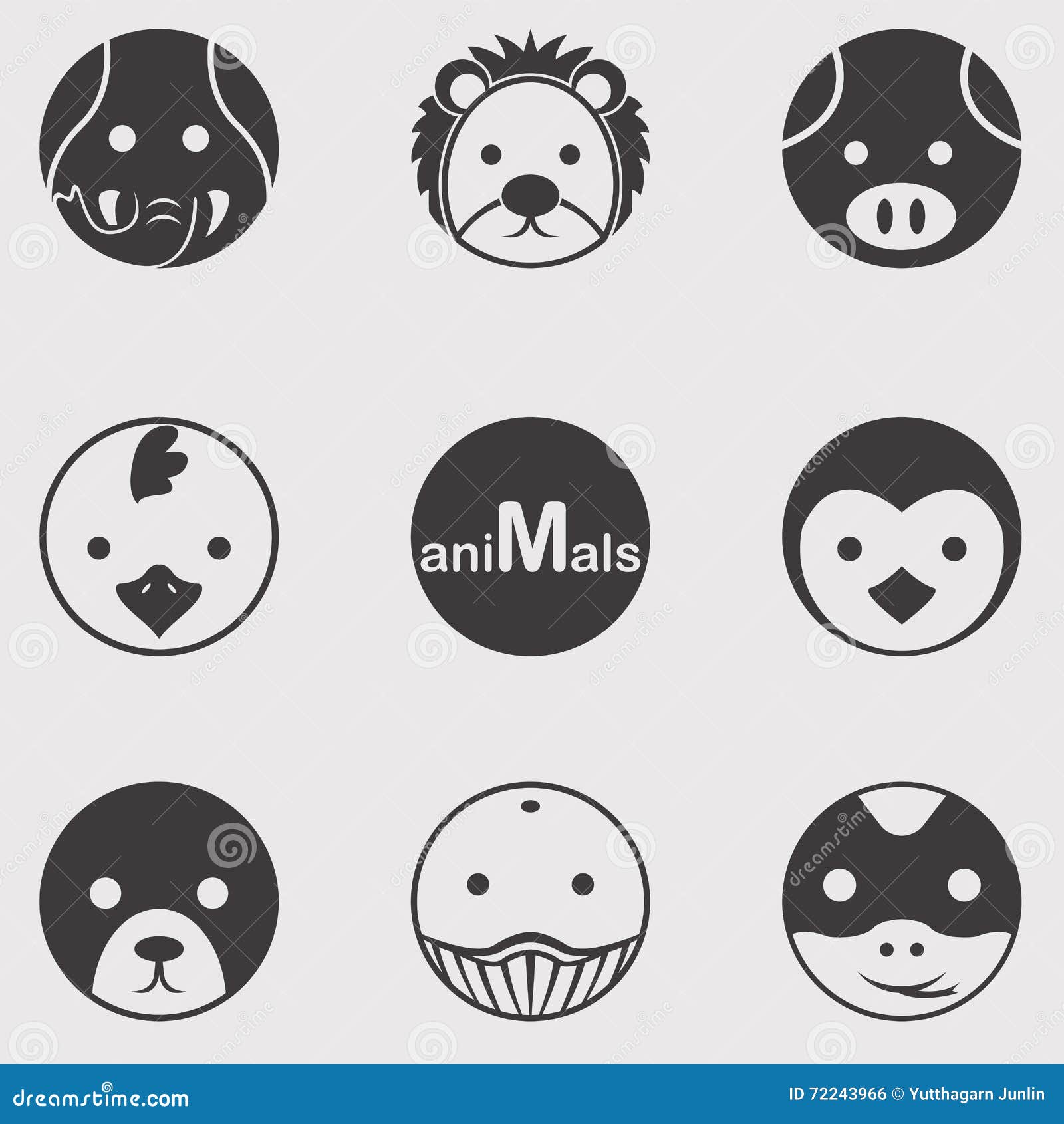 Animal Circle stock vector. Illustration of lion, geometric - 72243966