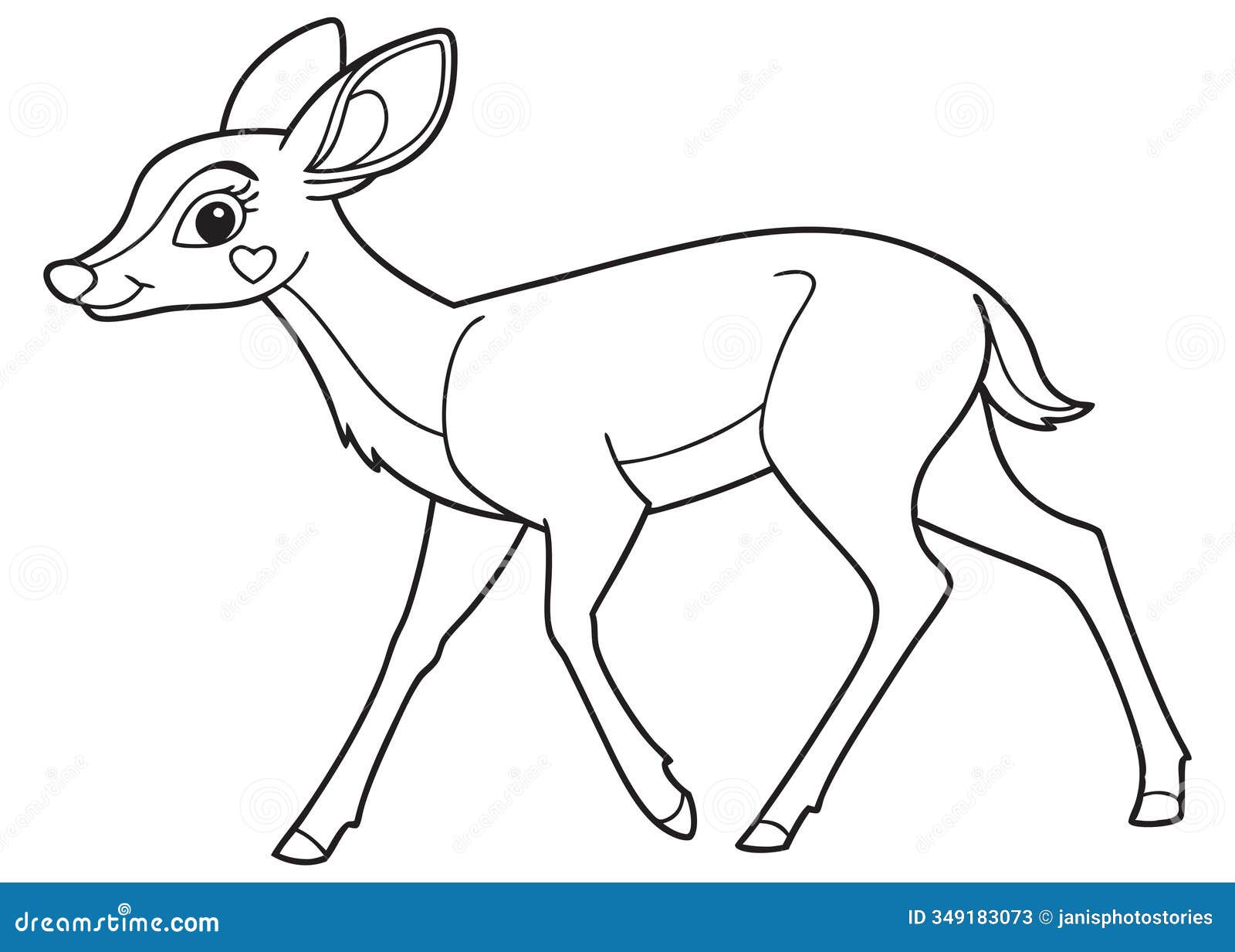 Cute Fawn Outline Vector Illustration Black and White, Perfect for ...