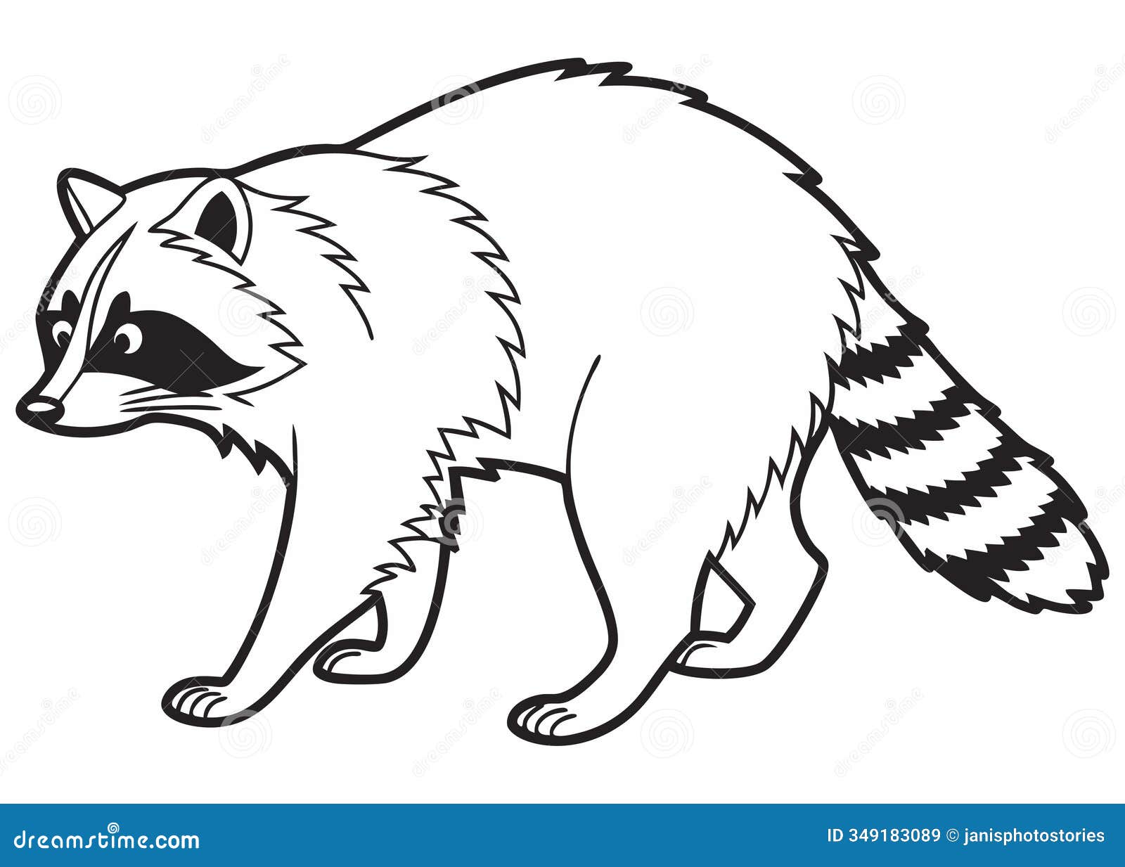 Black and White Raccoon Vector Illustration, Side View Vector, Wildlife ...