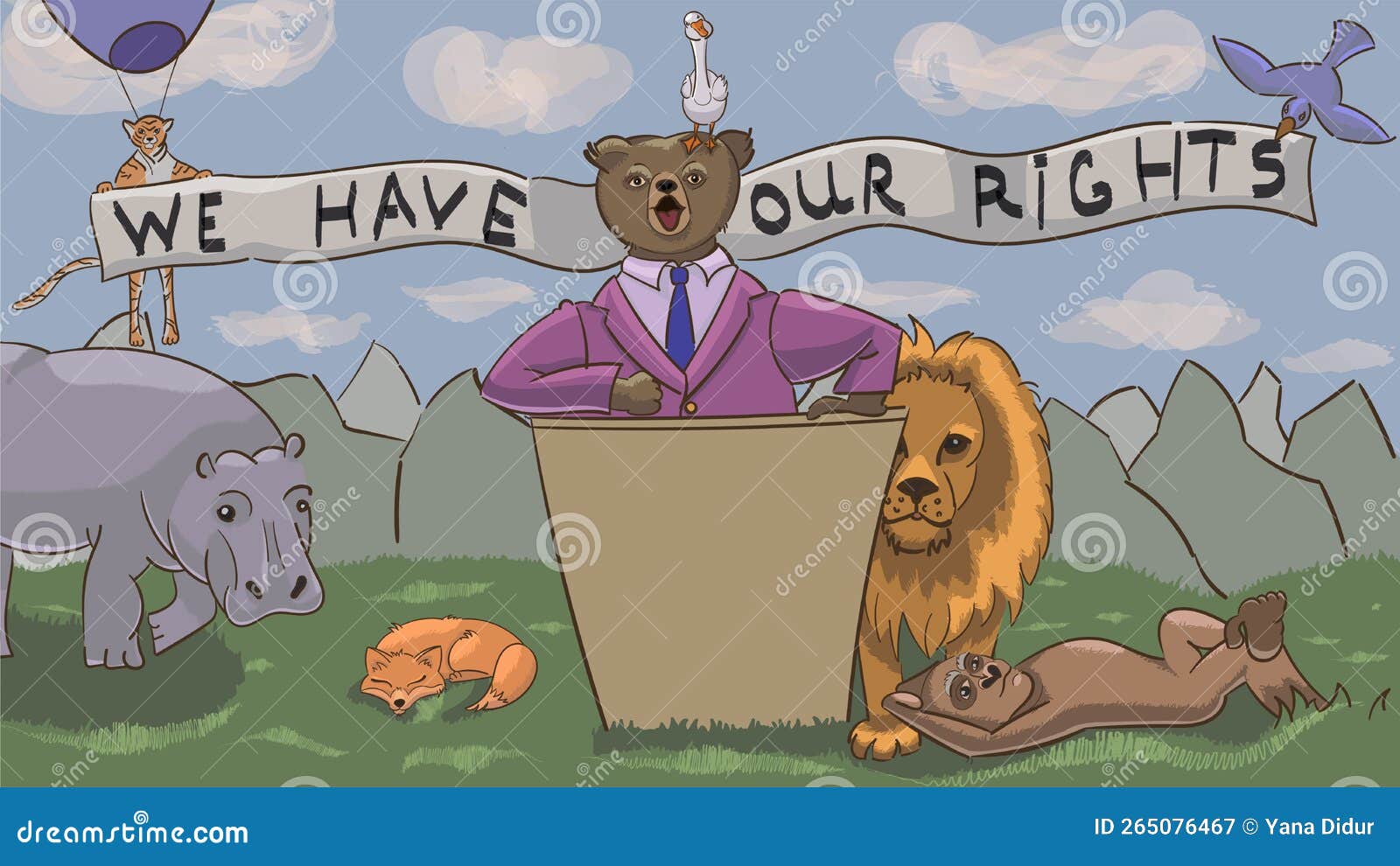 Protesting Animals Holding the Banner with the Text we Have Our Rights ...